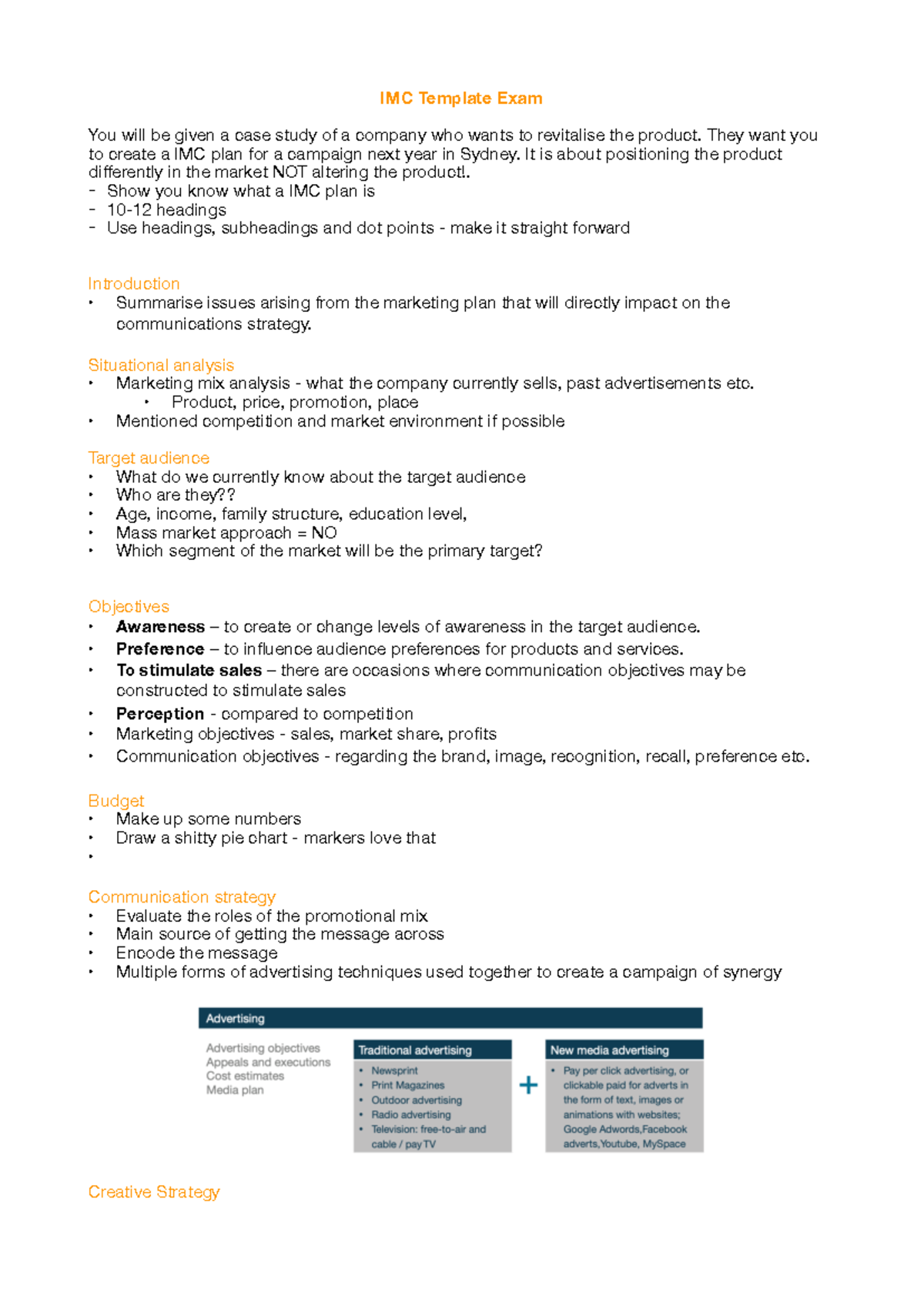 IMC Plan exam - Guidelines to writing a IMC plan in the final exam ...