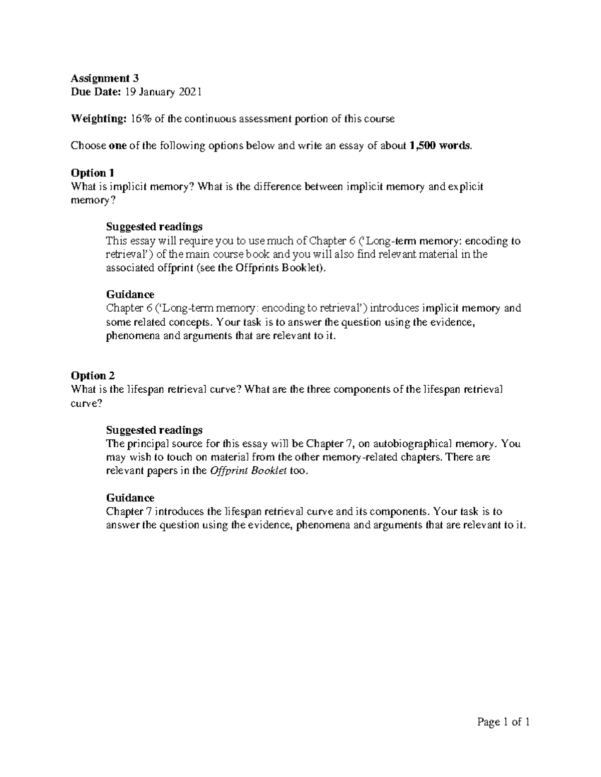 Assignment 3 - Page 1 of 1 Assignment 3 Due Date: 19 January 2021 Weighting: 16% of the ...