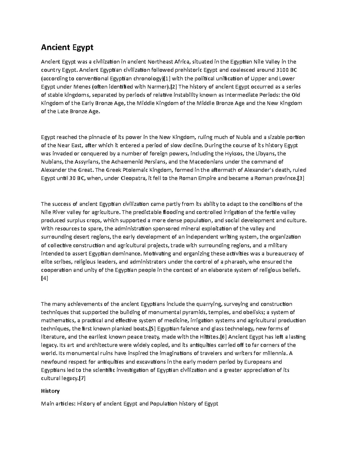 Ancient Egypt - Ancient Egypt Ancient Egypt was a civilization in ...