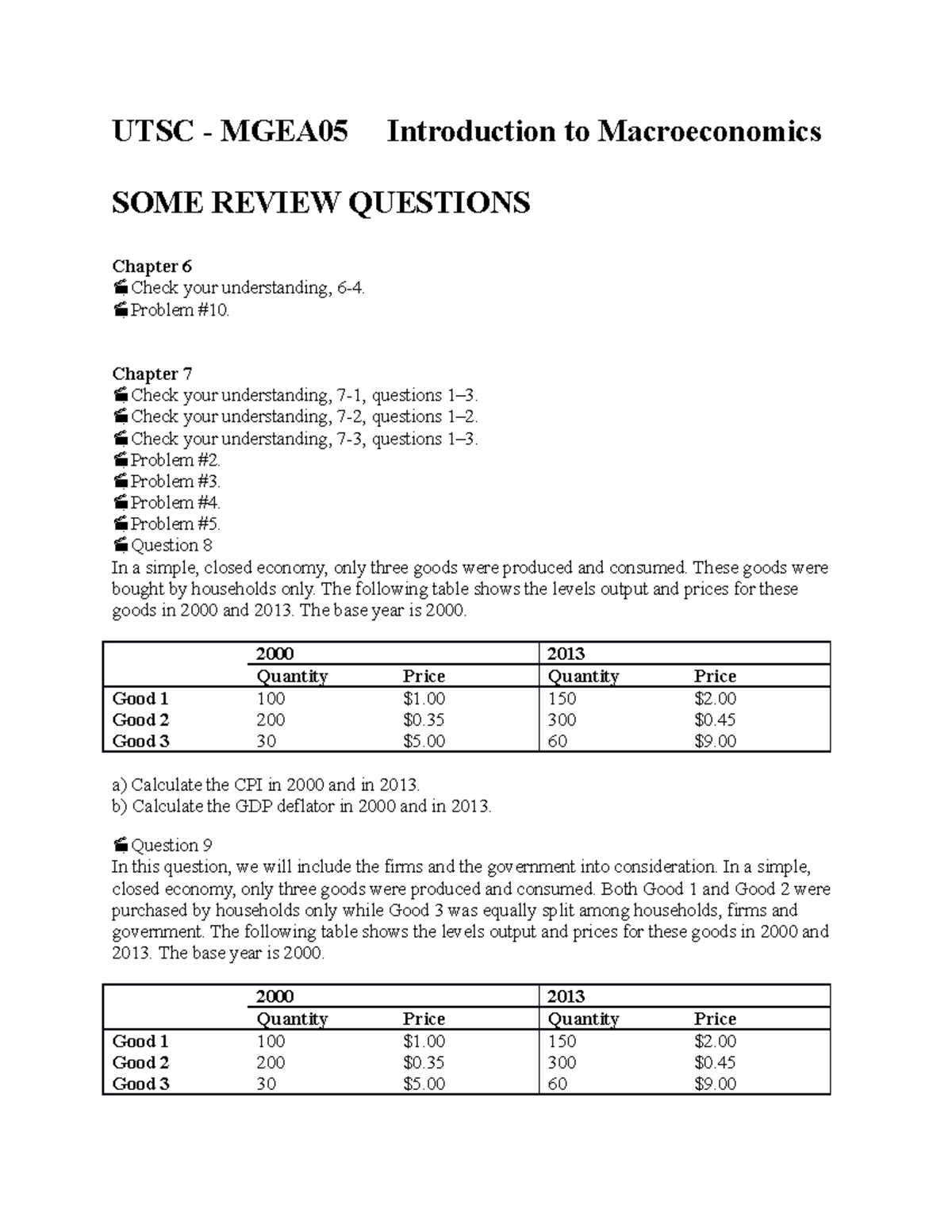Review Questions - UTSC - MGEA05 Introduction to Macroeconomics SOME ...