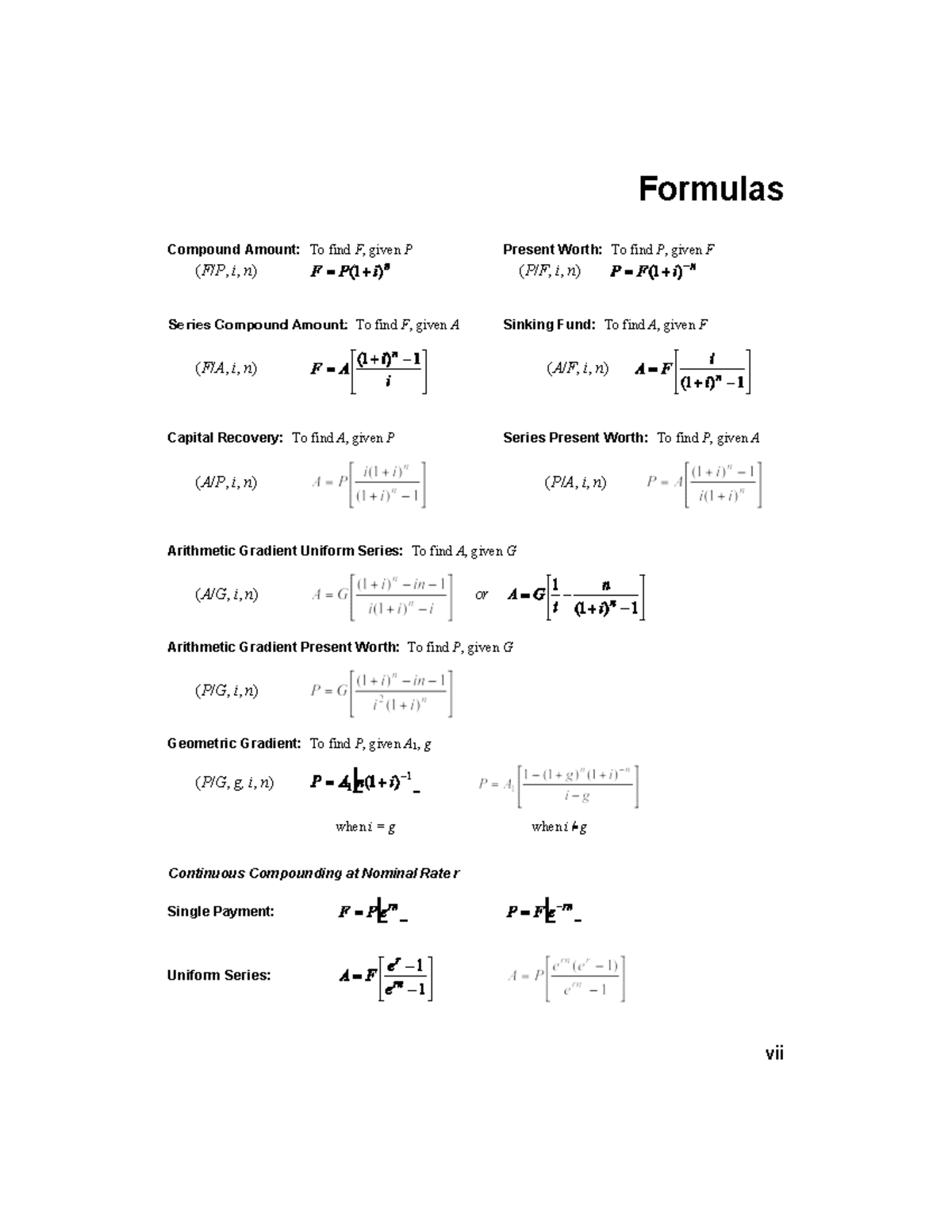 Formulas-Engineering-Economy - Formulas Compound Amount: To find F ...