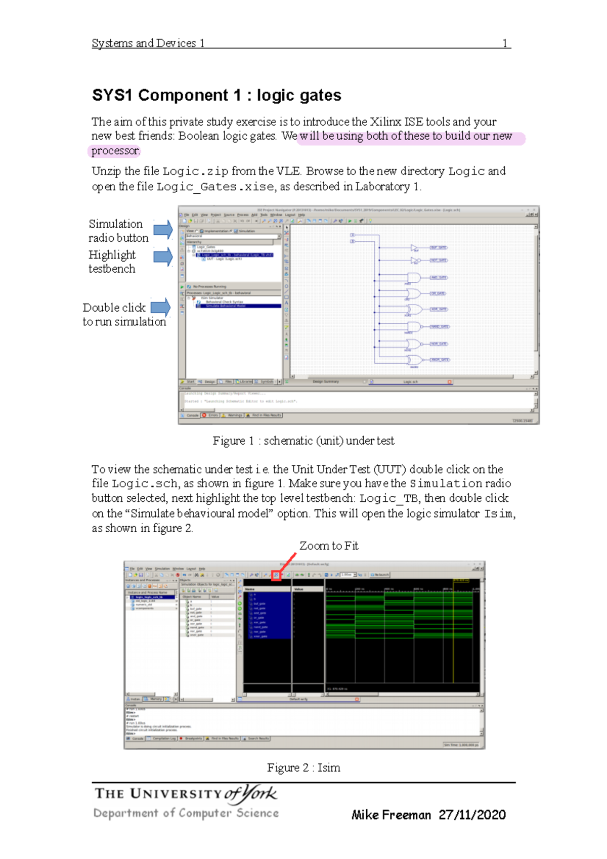 Exercise Sheet - SYS1 Component 1 : logic gates The aim of this private ...