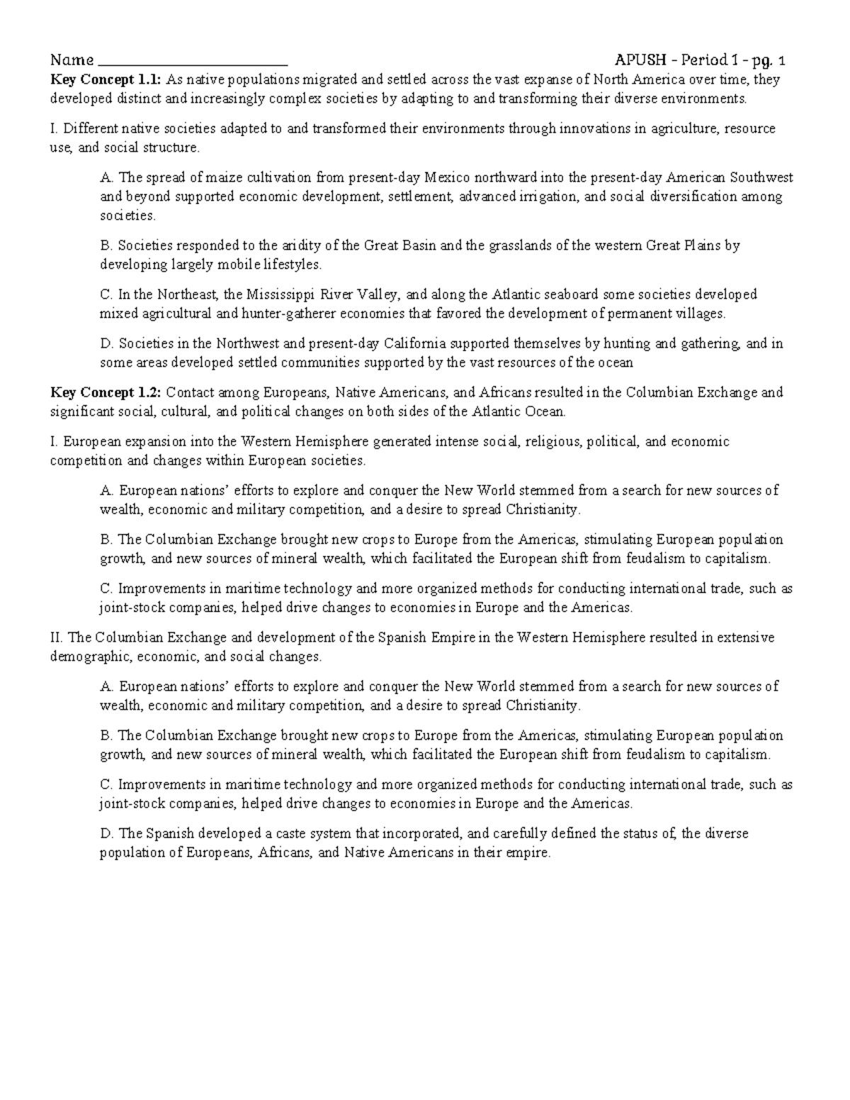 Period 1 - Guided Reading Notes - Henretta - Name ...