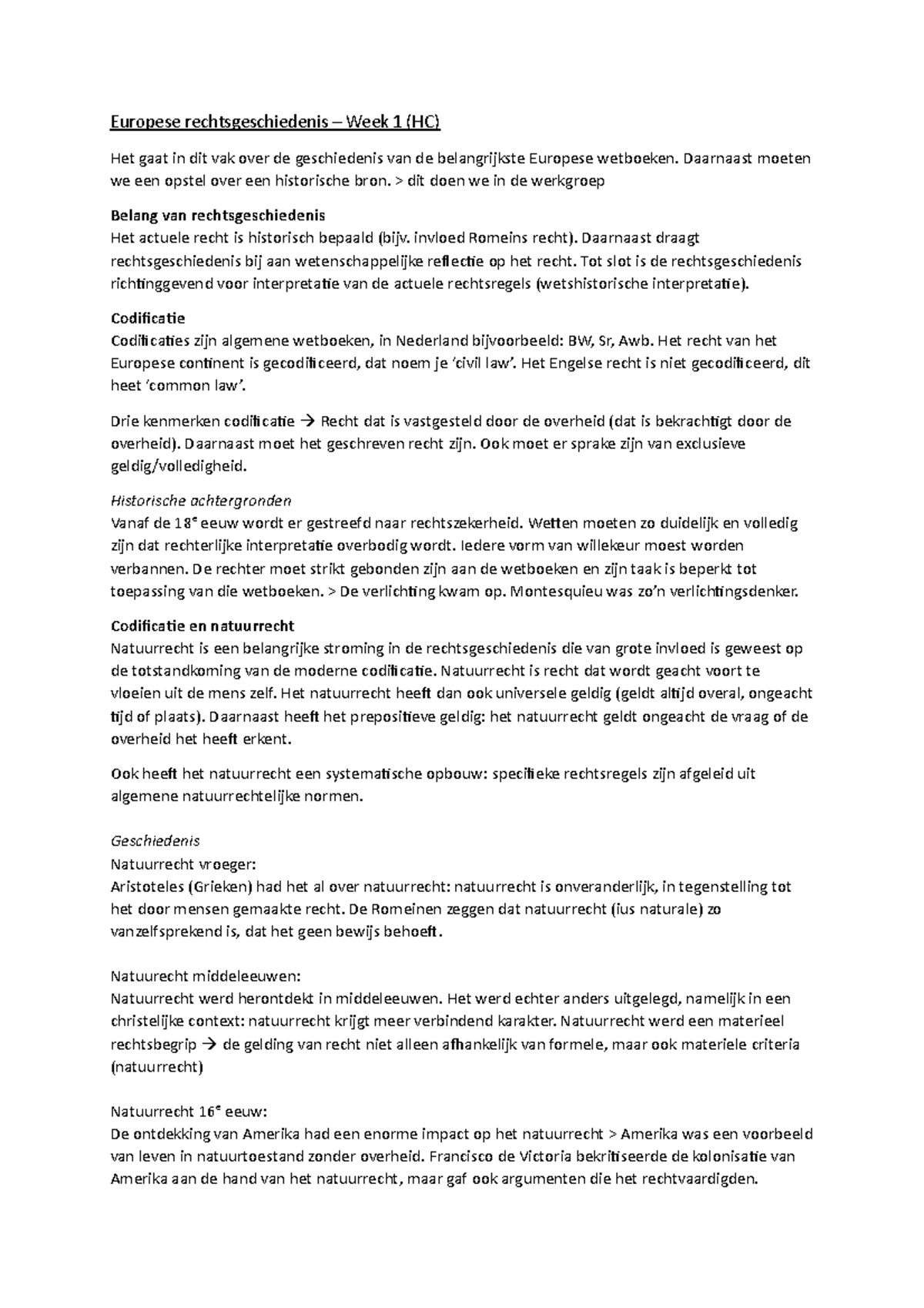 Hoorcollege Week 1 Europese Rechtsgeschiedenis Europese