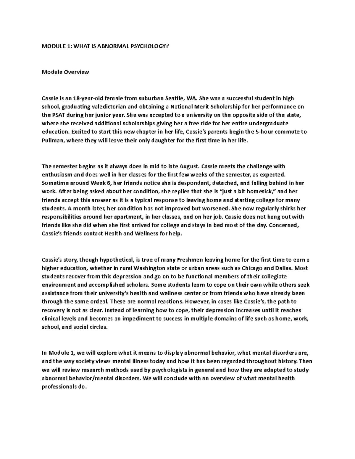 PSYC 121 - PSYC 121 NOTES - MODULE 1: WHAT IS ABNORMAL PSYCHOLOGY ...