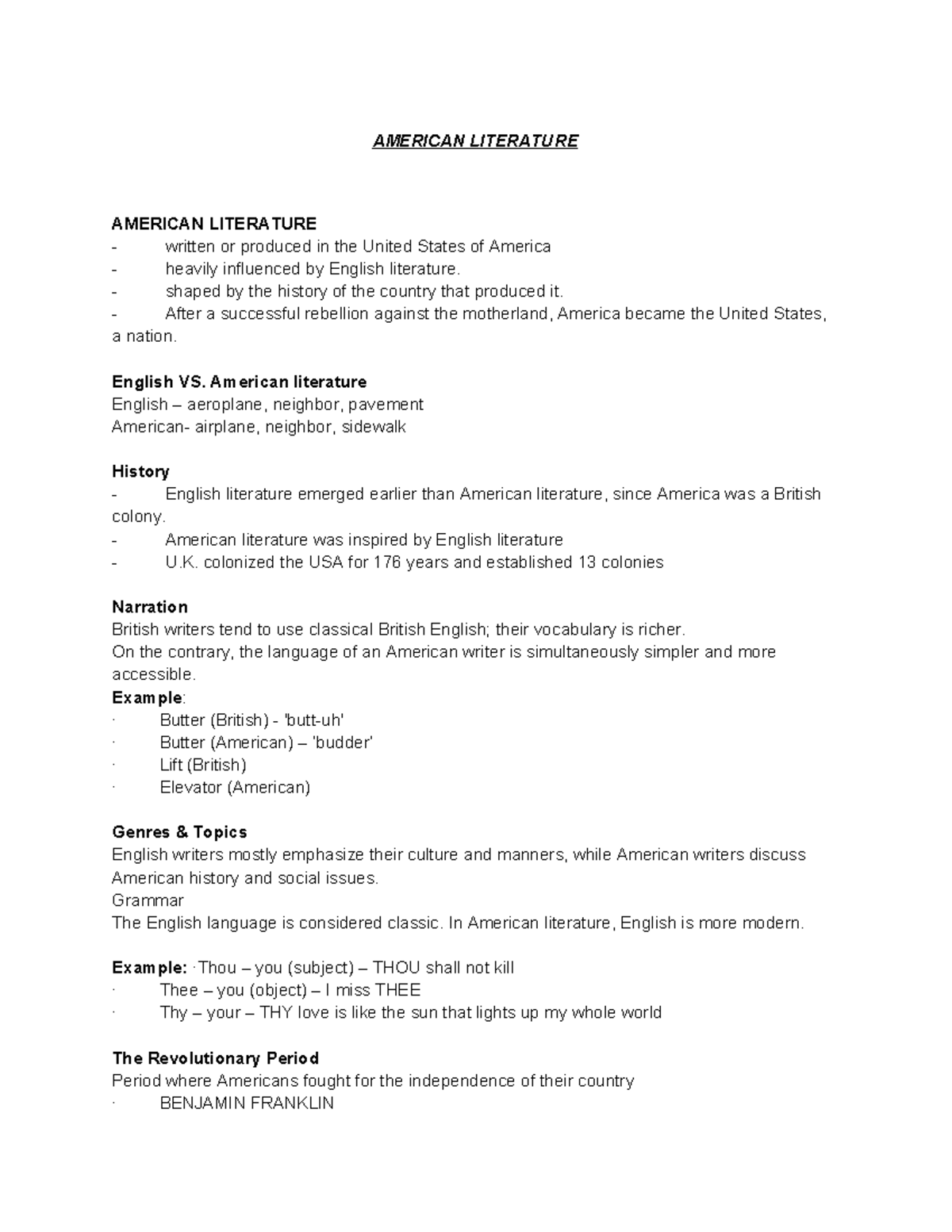 Group 2 American LIT Reviewer - AMERICAN LITERATURE AMERICAN LITERATURE ...