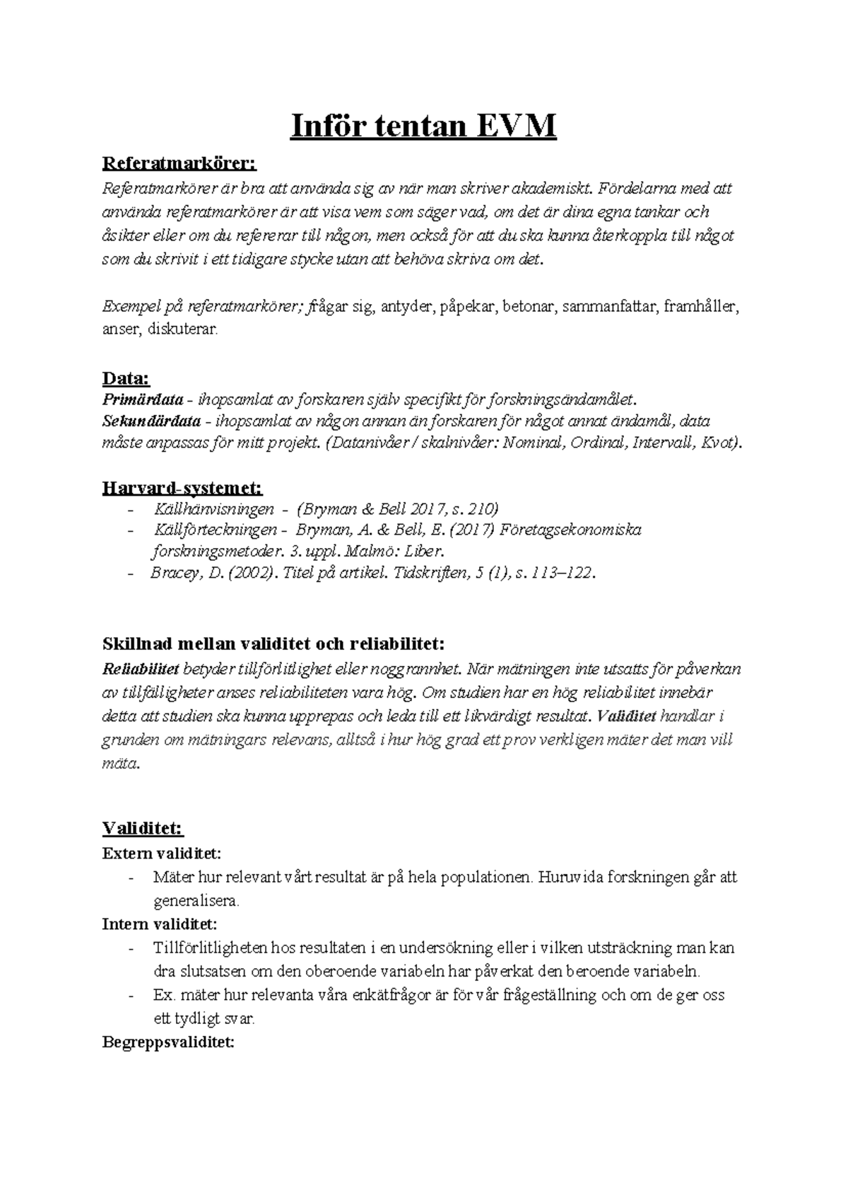 Inför tenta EVM - Inför tentan EVM Referatmarkörer: Referatmarkörer är ...