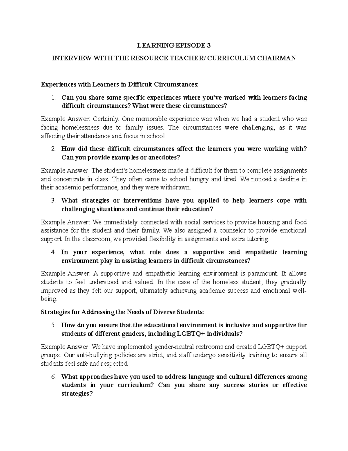 Interview WITH Curriculum Chairman & Principal - LEARNING EPISODE 3 ...