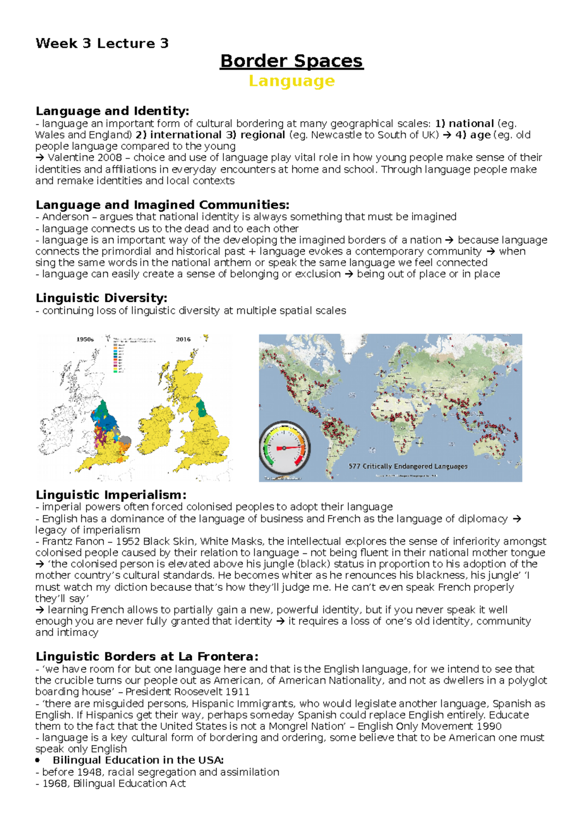 Week 3 Lecture 3 language - Week 3 Lecture 3 Border Spaces Language ...