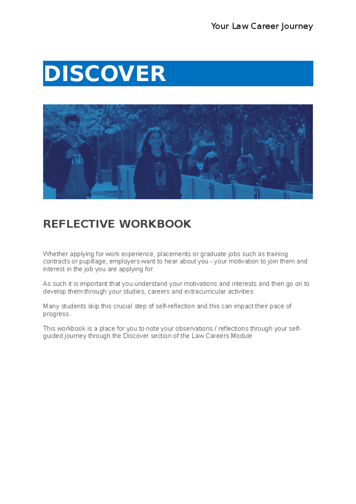 Discover - Reflective Workbook (Law) - DISCOVER REFLECTIVE WORKBOOK ...