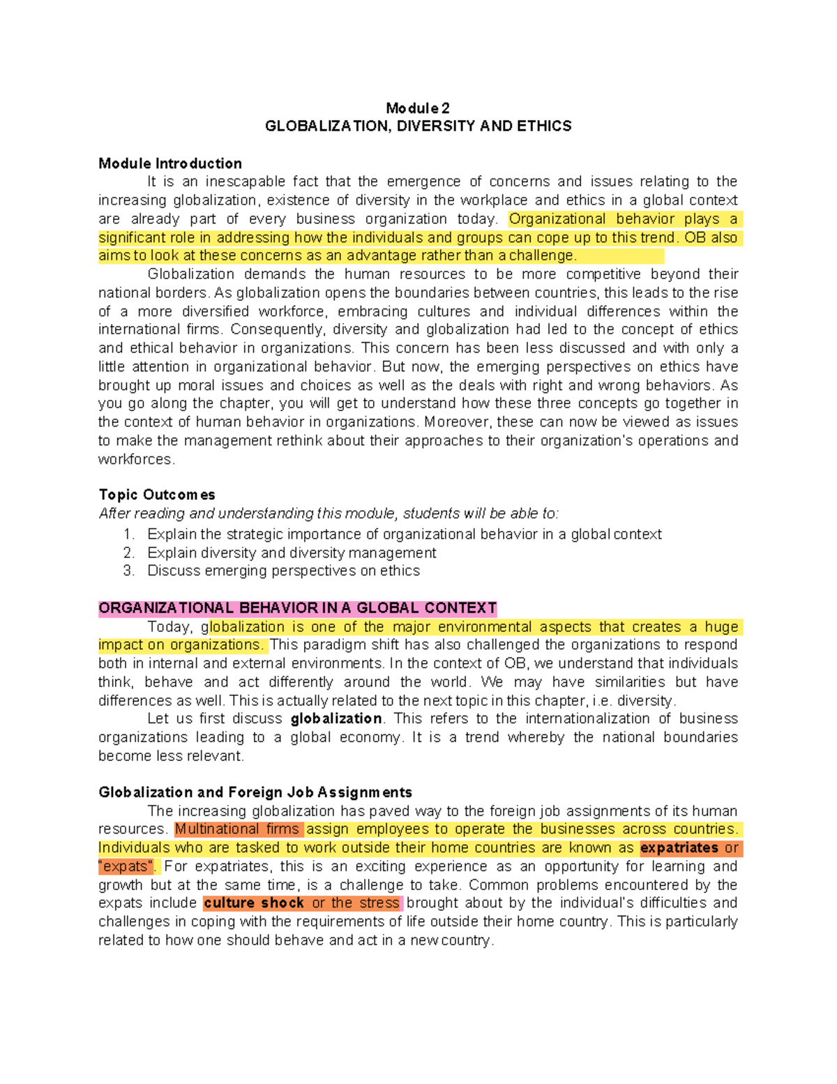 Module 2 - Human Behavior Organization - Module 2 GLOBALIZATION ...
