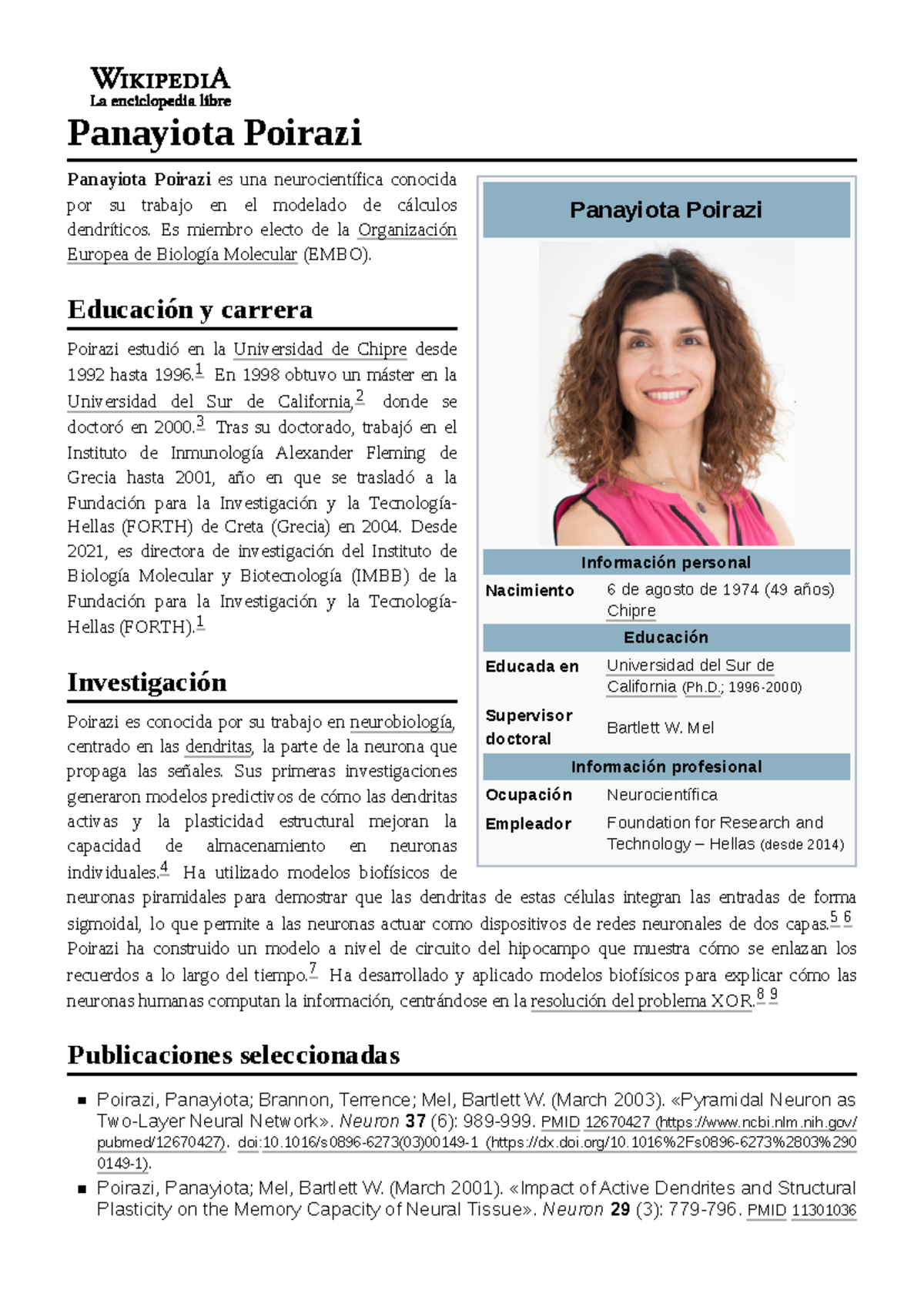 Panayiota Poirazi - Tema de perifericos - Panayiota Poirazi Información personal Nacimiento 6 de ...