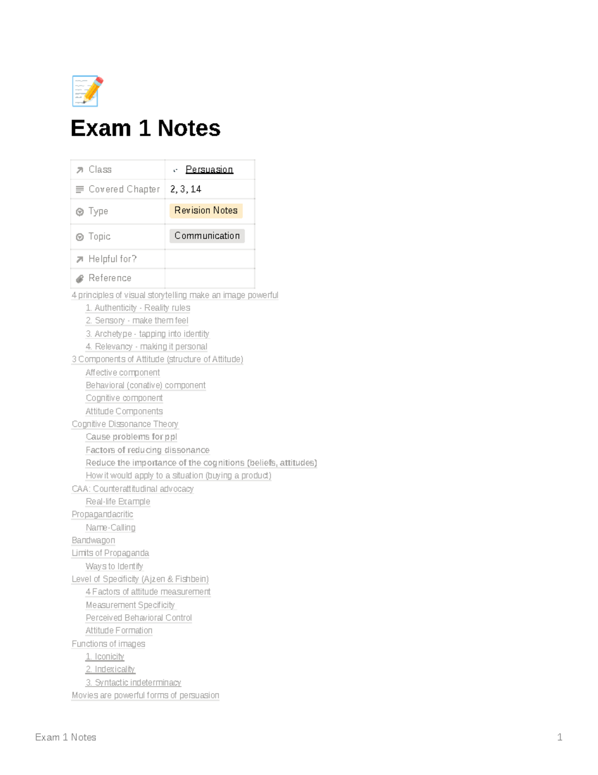 Exam 1 Notes - This is the note that I took for studying - Persuasion ...