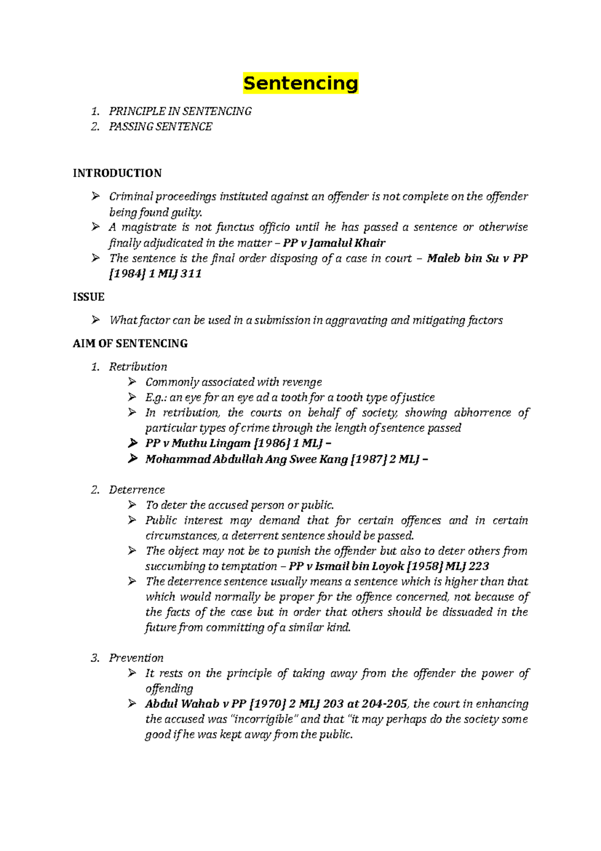 Principle of Sentencing and Passing Sentencing - Sentencing 1 ...