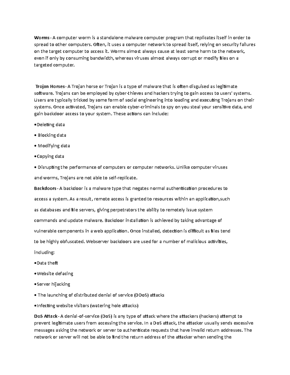 Cyber attacks -cyber Security notes - Worms- A computer worm is a ...