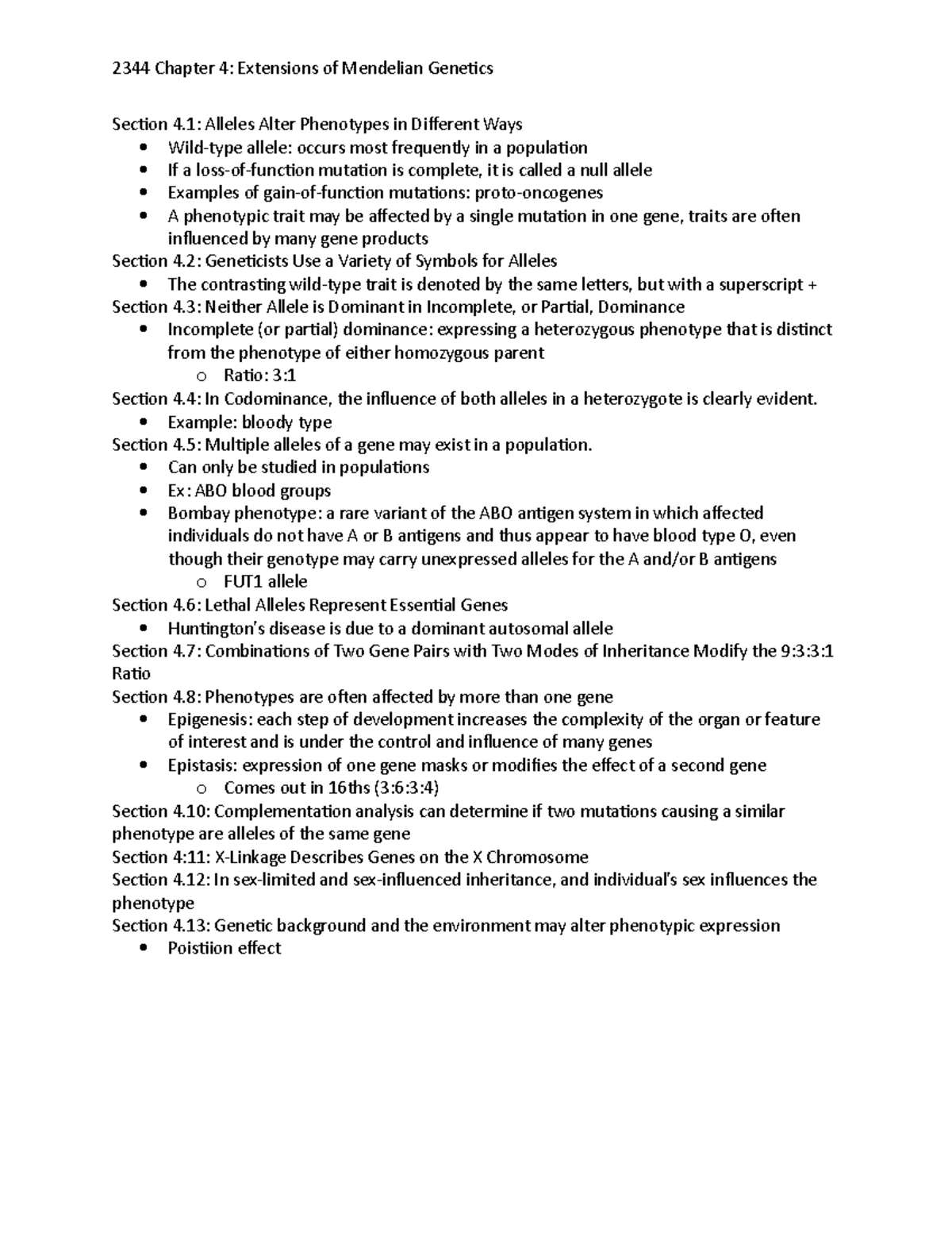 2344 Chapter 4 - 2344 Chapter 4: Extensions of Mendelian Genetics ...