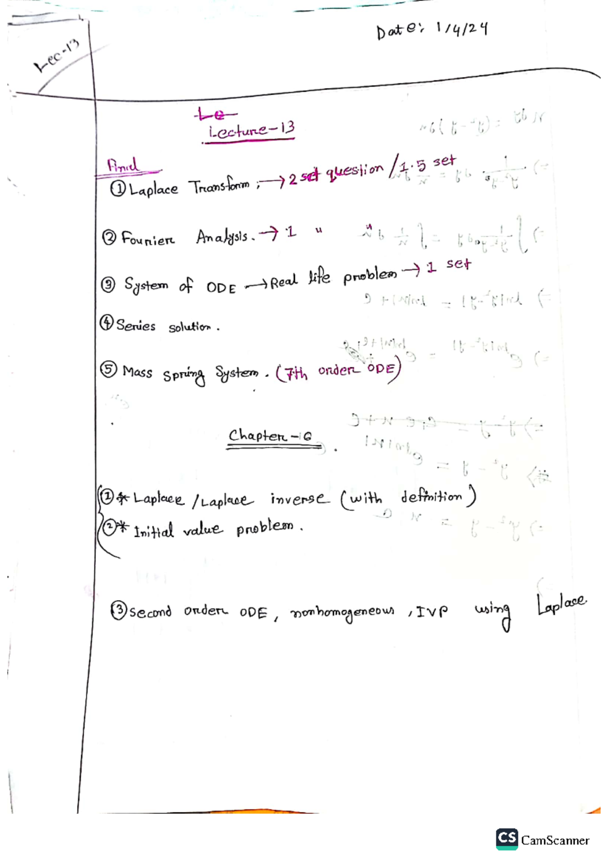 MAT350-Final-notes - class notes - Date: Le ther Final 1 Laplace ...