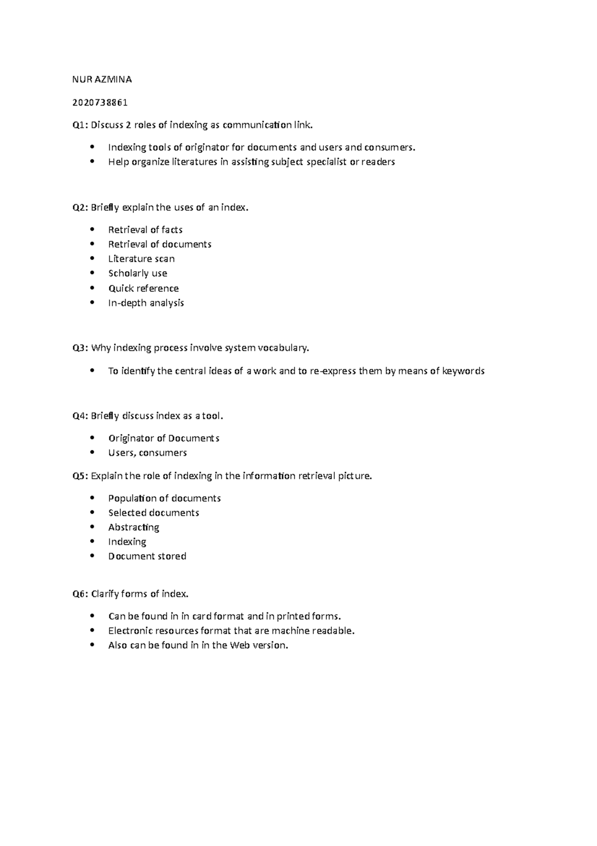 Index & Indexing exercises Chapter 3 - Digital Library - UiTM - Studocu