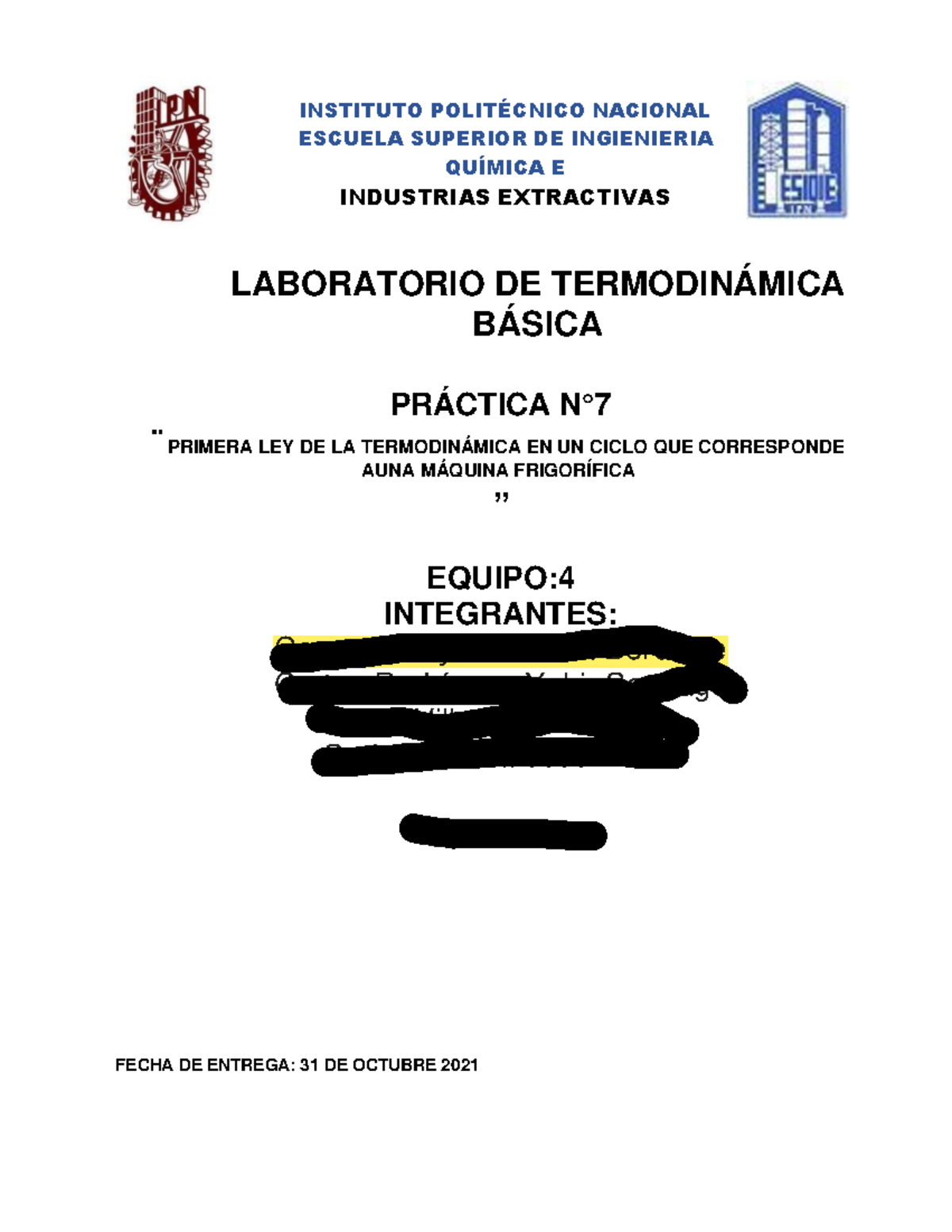 Practica 7 - TSP - INSTITUTO POLIT.. NACIONAL ESCUELA SUPERIOR DE INGIENIERIA QUÕMICA E ...