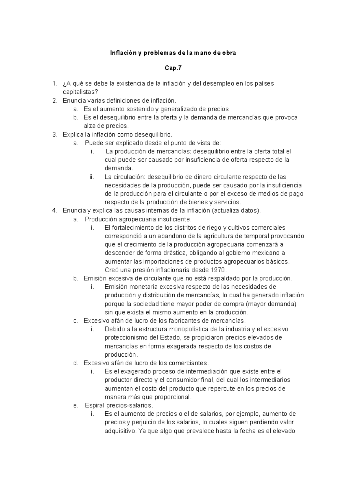Análisis-2do - jajsjd - Inflación y problemas de la mano de obra Cap. 1 ...