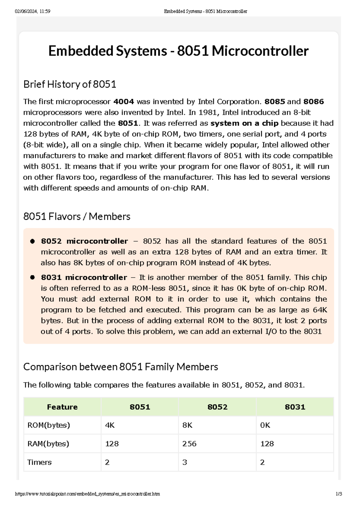 Embedded Systems - 8051 Microcontroller - Embedded Systems - 8051 Microcontroller Brief History ...