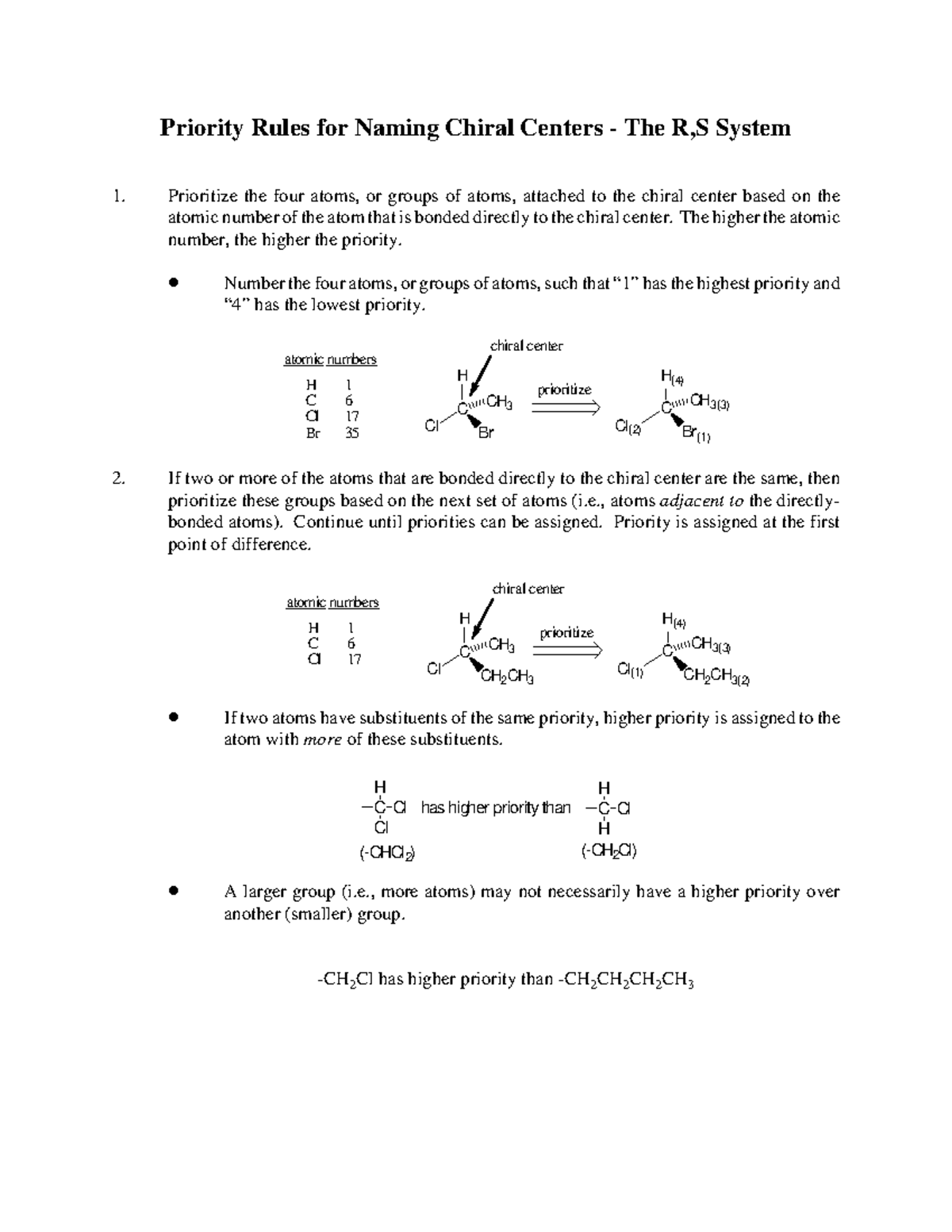 Chiral center priority rules - Priority Rules for Naming Chiral Centers ...