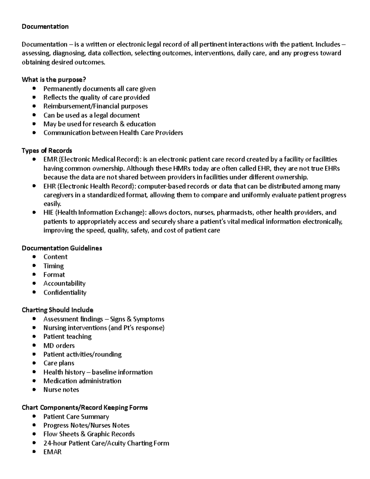 Documentation Notes - Documentation Documentation – is a written or ...