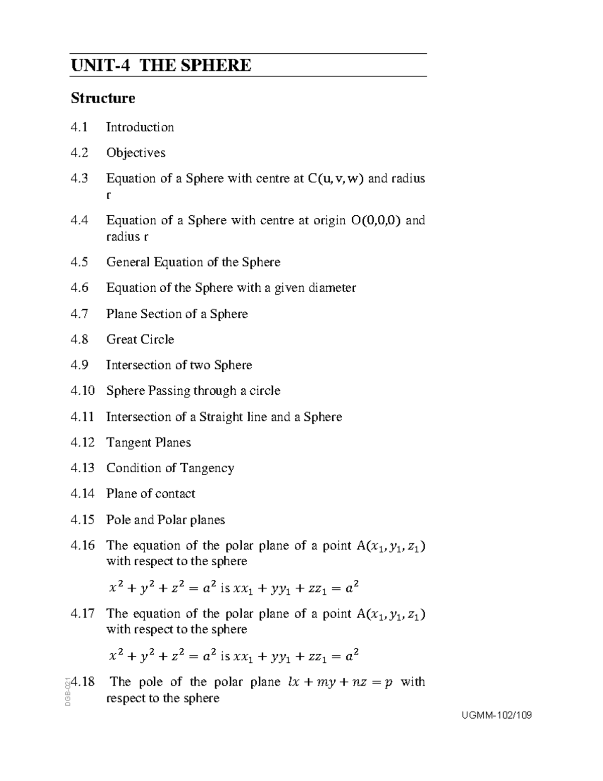 Complete Sphere - UNIT-4 THE SPHERE Structure 4 Introduction 4 ...
