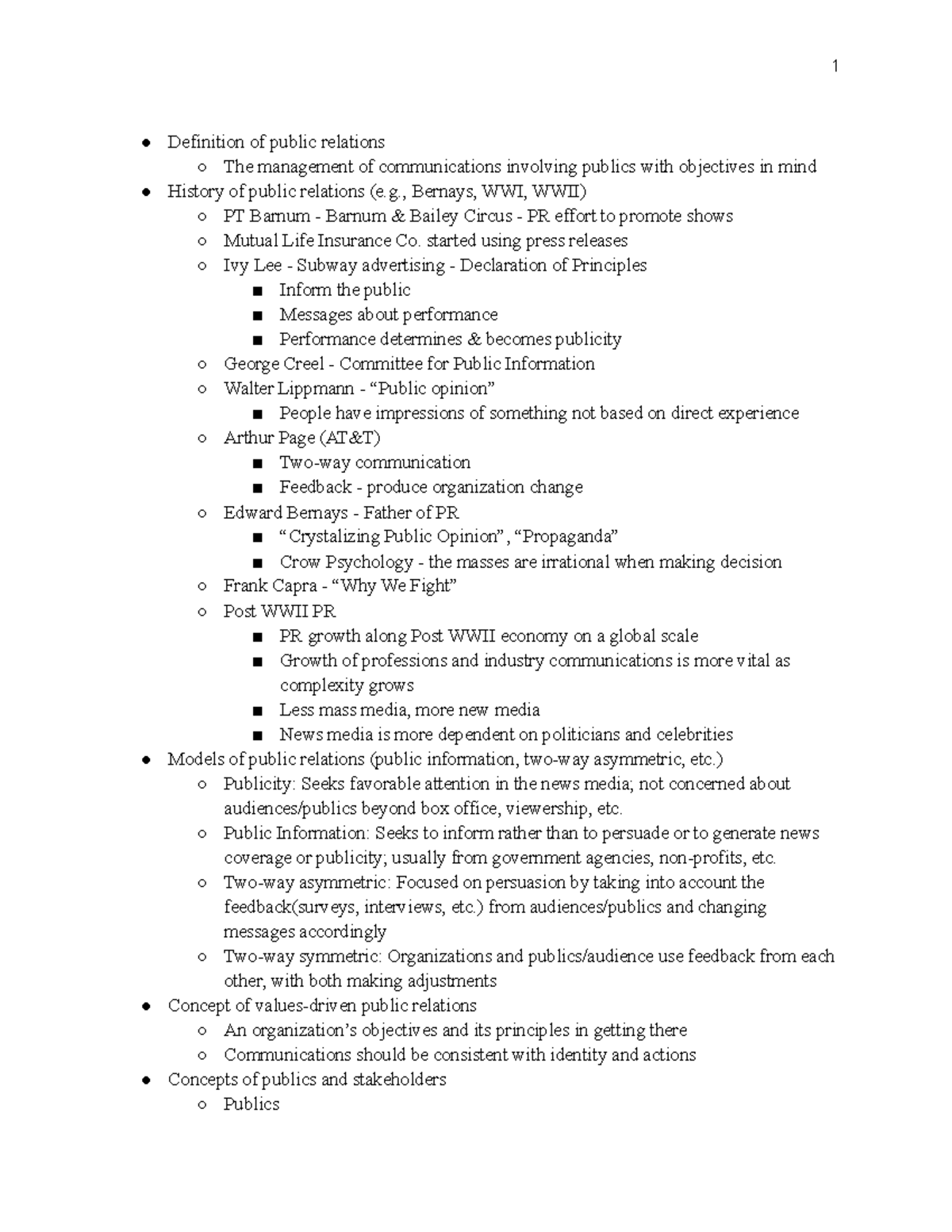 PR: Theory and Practices Final Study Guide - Definition of public ...