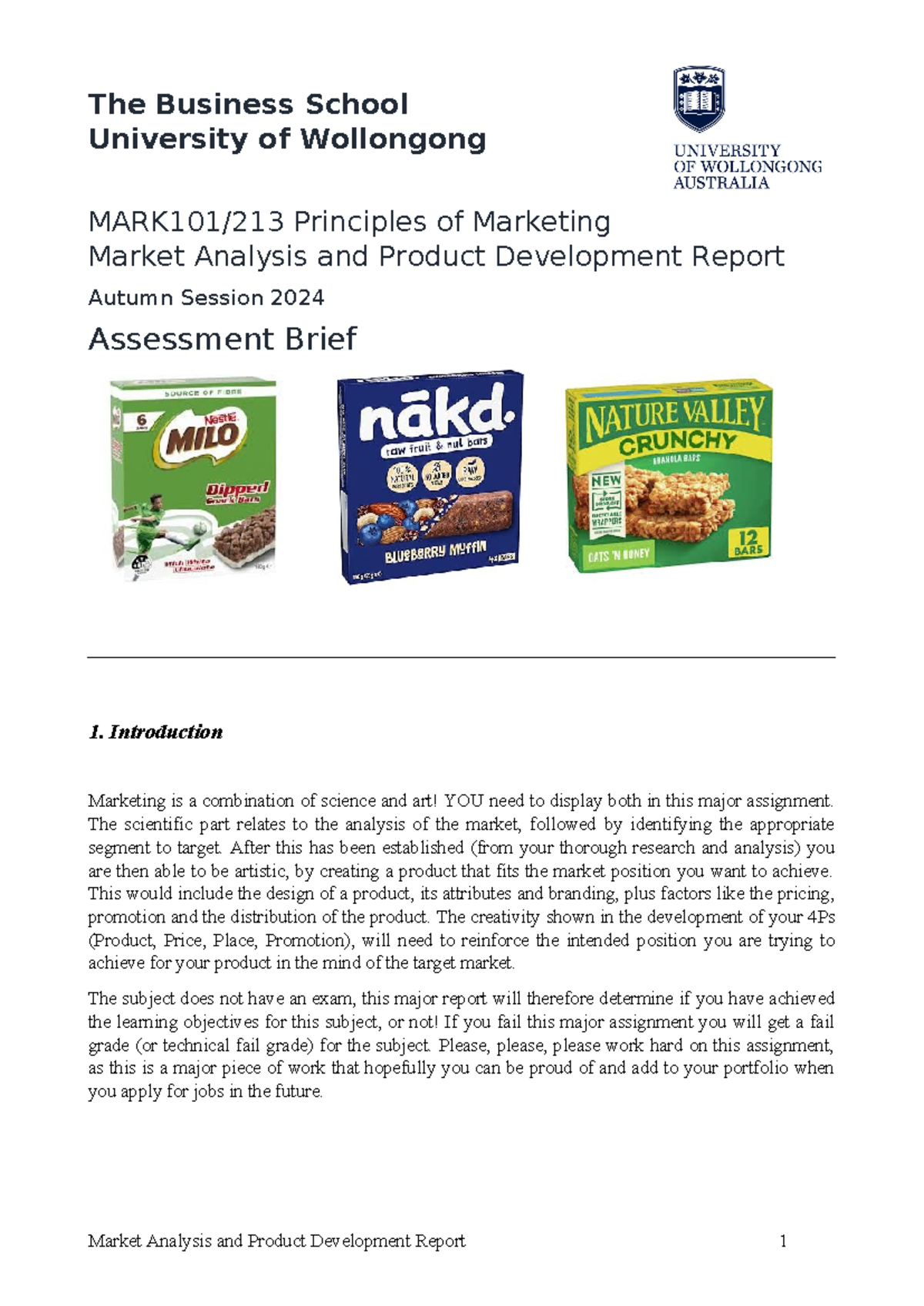 MARK101 213 Autumn Assessment Brief 2024 - The Business School ...