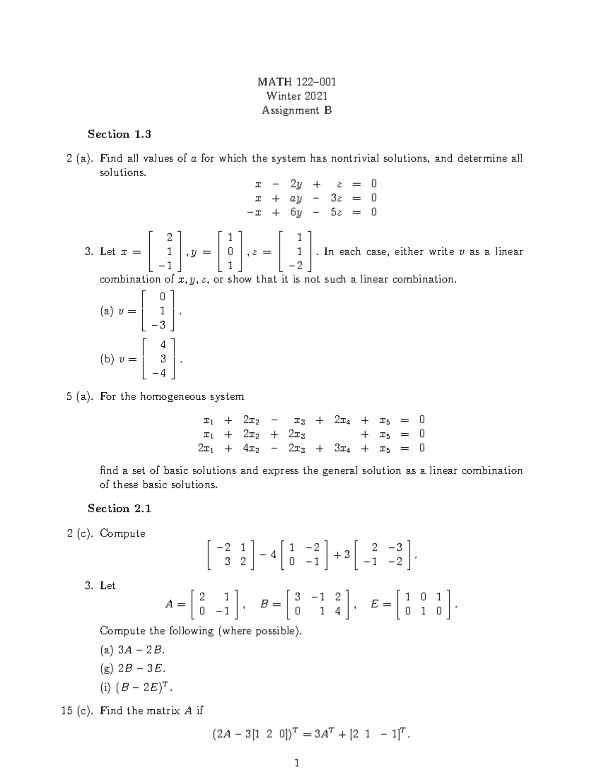 Math 122 Practice assignment 2 - MATH 122– Winter 2021 Assignment B ...