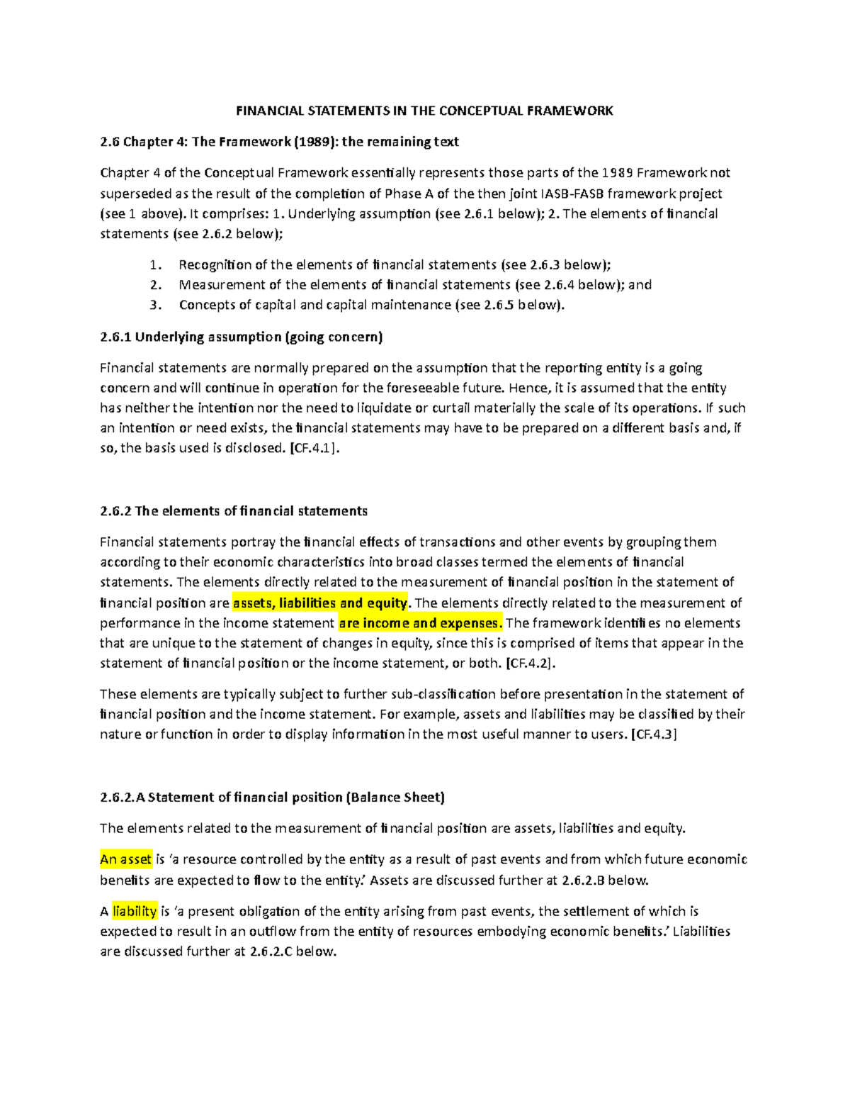 Financial Statements IN THE Conceptual Framework - FINANCIAL STATEMENTS ...