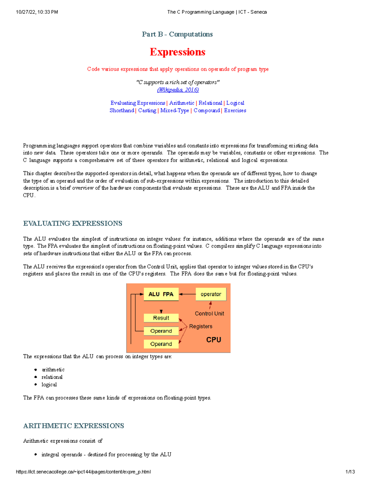 The C Programming Language Ict Expression Seneca 10 27 22 10 33 Pm The C Programming