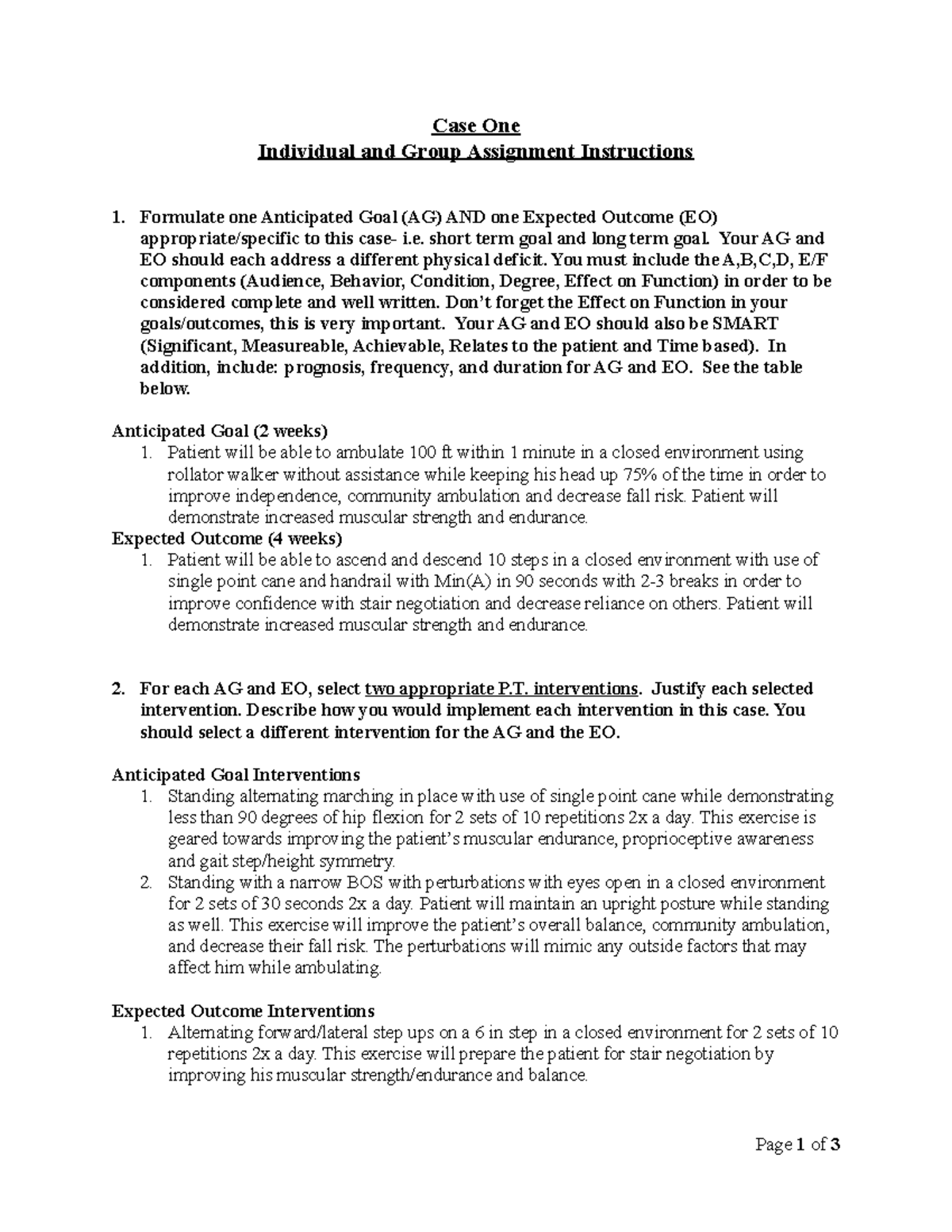 631 Case 1 - case #1 answers assignment 631 - Case One Individual and ...