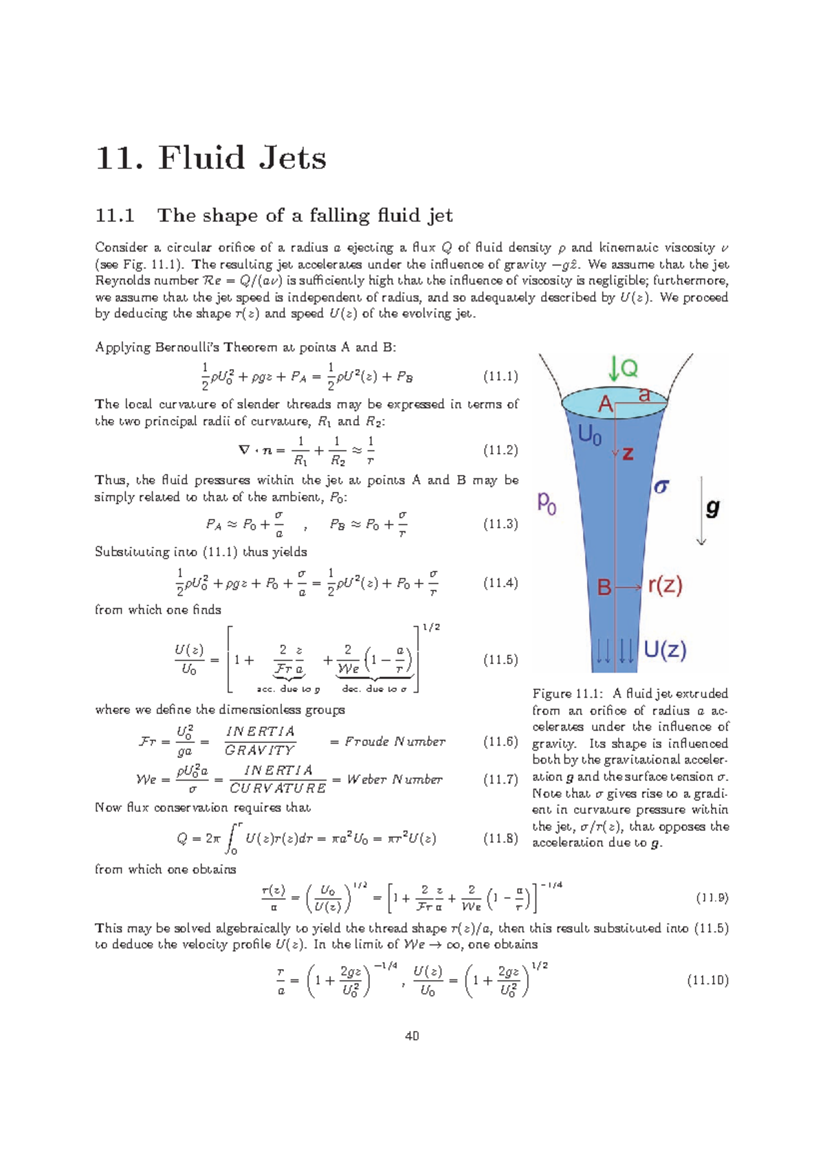 Fluid Jets (PDF) - Lecture notes 1-3 - 11. Fluid Jets 11 The shape of a ...