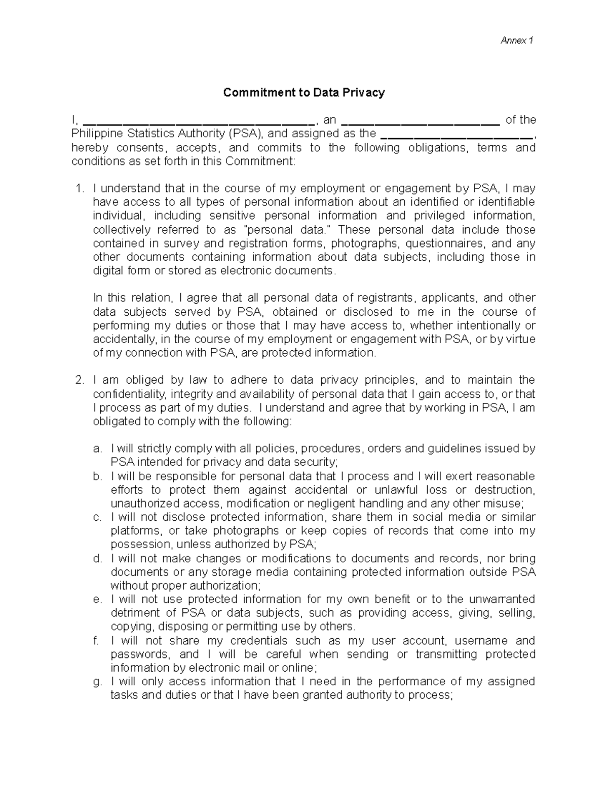 Commitment to Data Privacy - ” These personal data include those ...