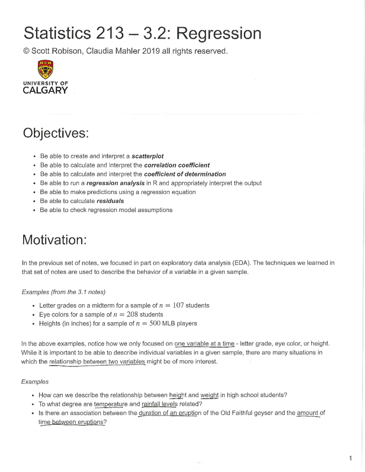 3.2 Regression Completed - Stat 213 - Studocu