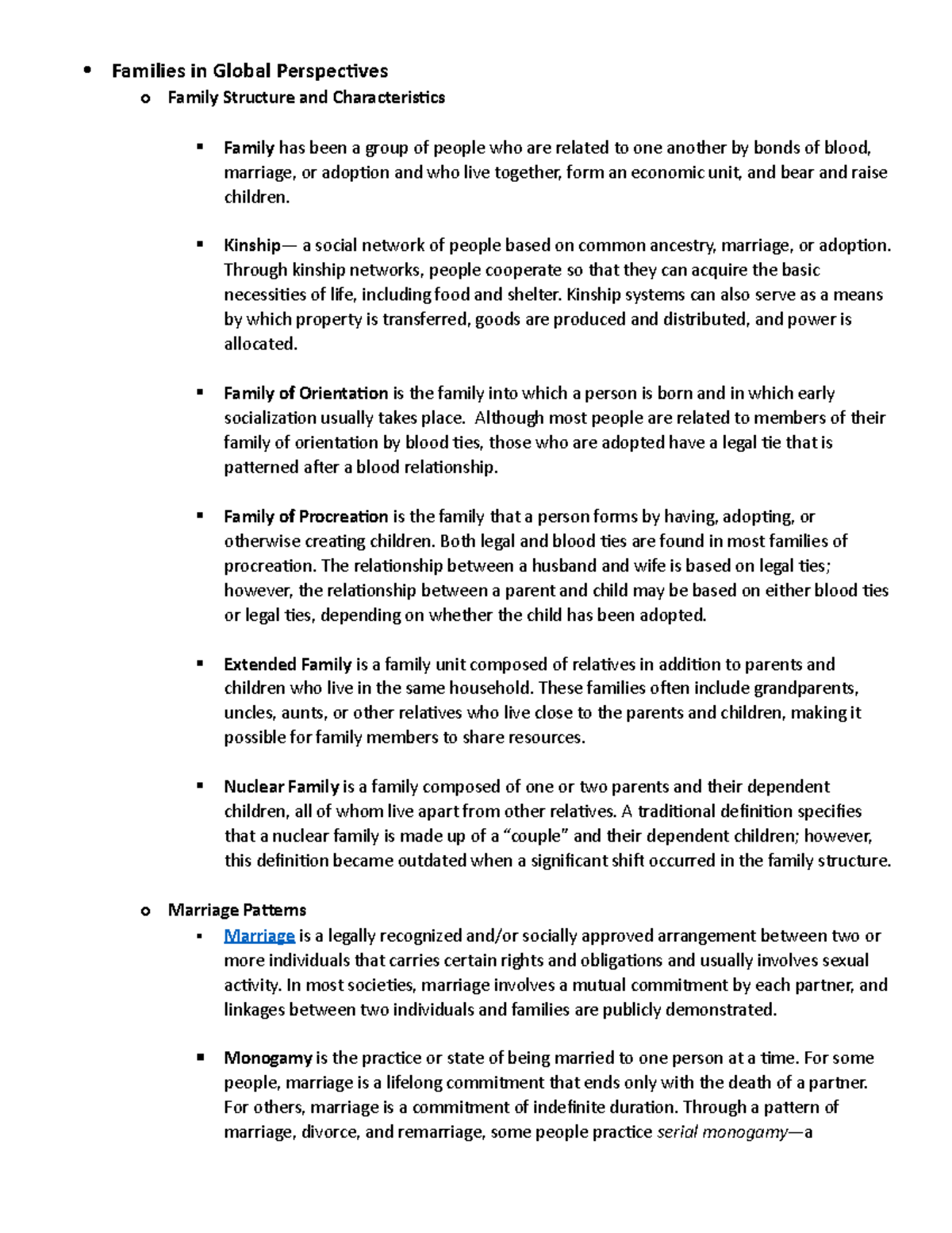 Chapter 15 families - Families in Global Perspectives o Family ...