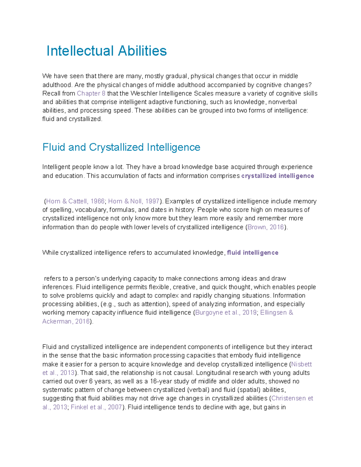 Intellectual Abilities - Are the physical changes of middle adulthood ...