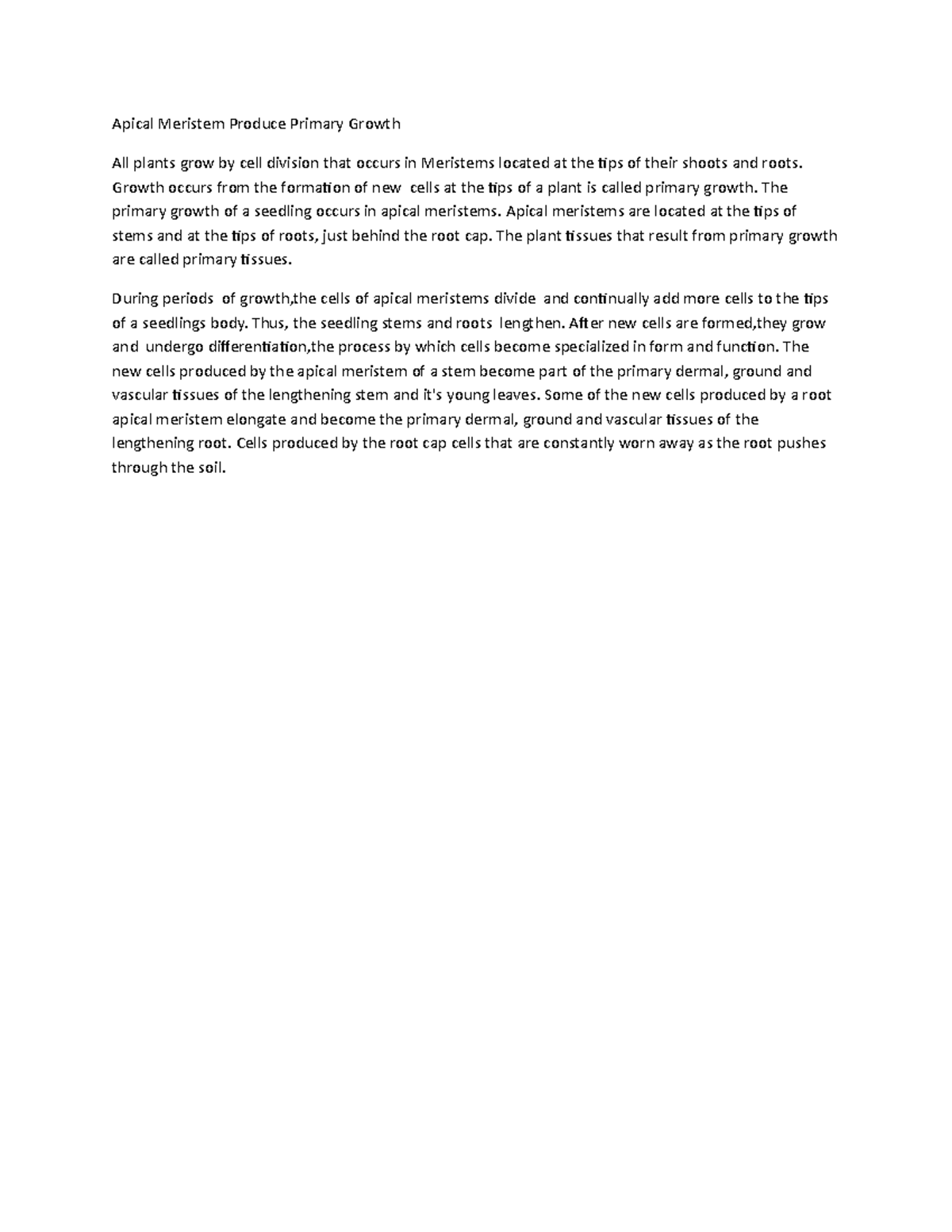 Apical Meristem - Cabugawan - Apical Meristem Produce Primary Growth ...