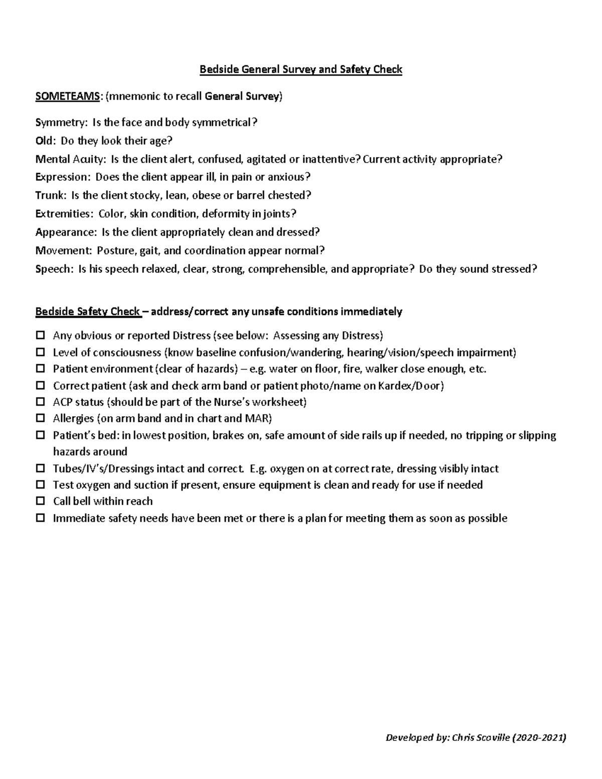 2530 W1 g.s & s.c - General surgery and safety check breakdown ...