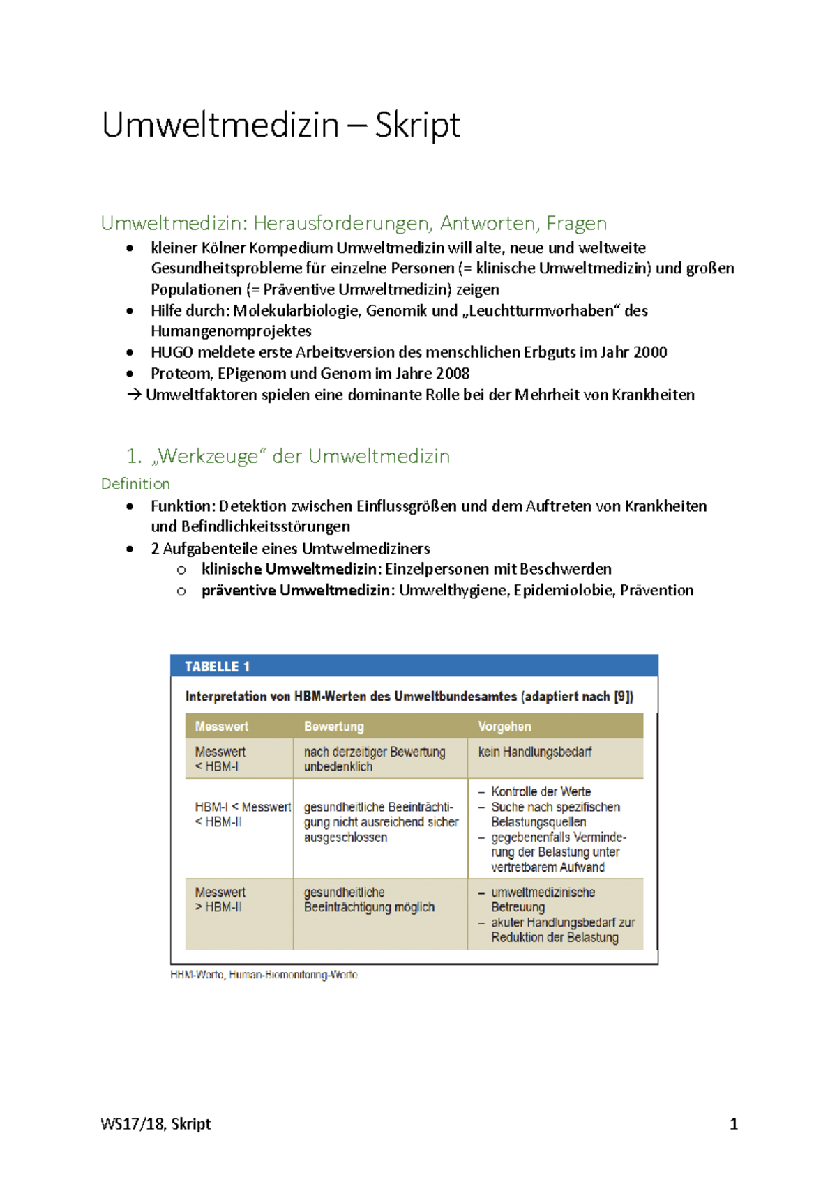 Umweltmedizin – Skript ws1718 Lernzusammenfassung - Warning: TT: undefined function: 32 - Studocu