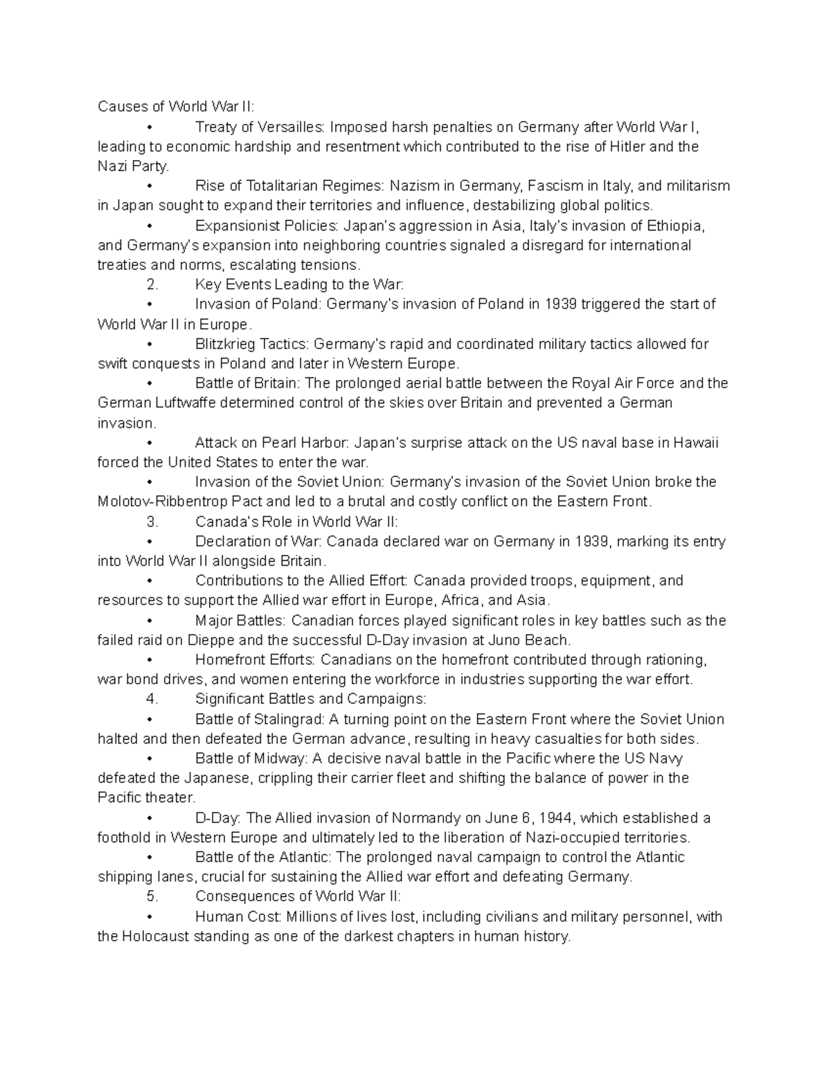 WWII - history grade 10 - Causes of World War II: - Treaty of ...
