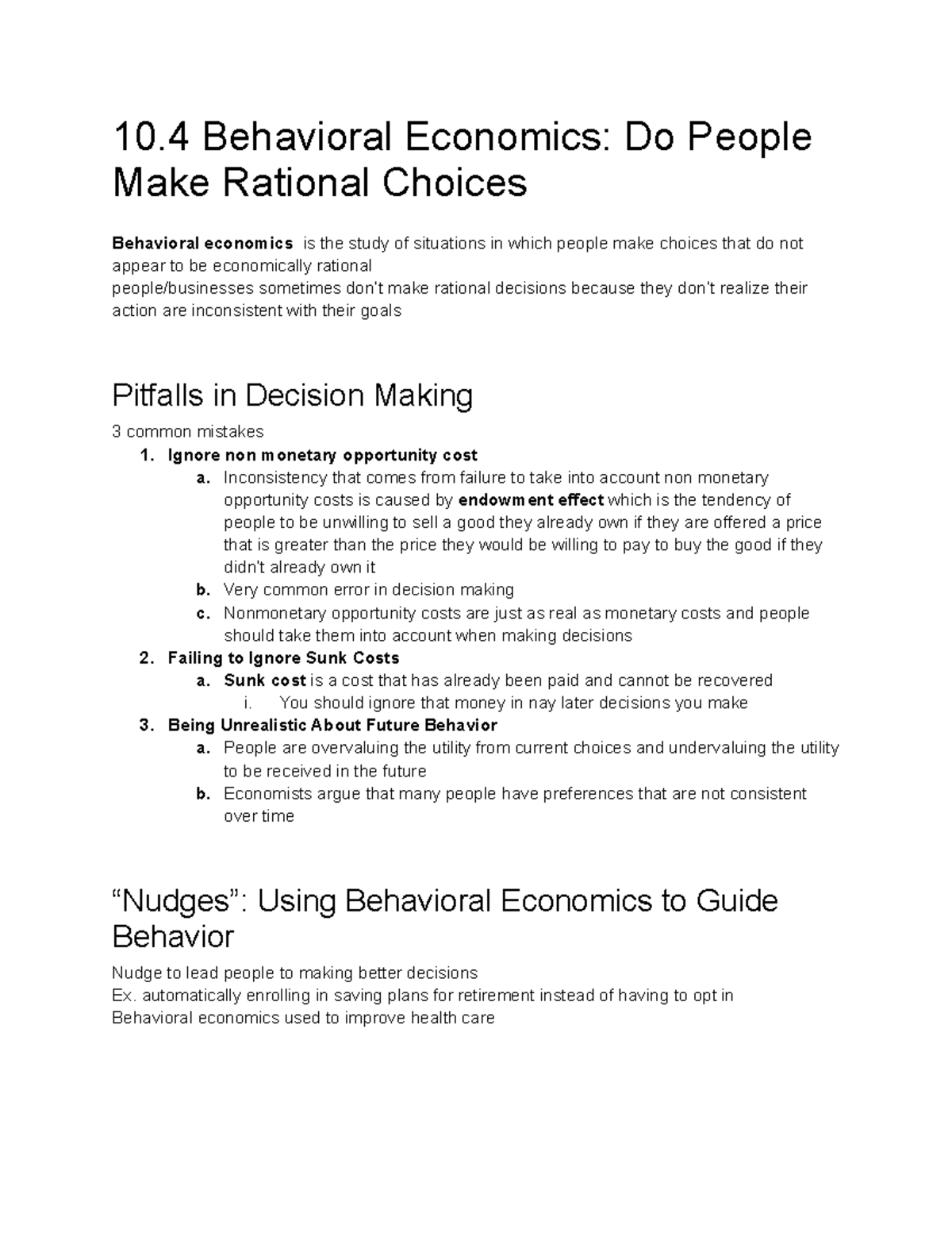10.4 Behavioral Economics Do People Make Rational Choices - 10 ...