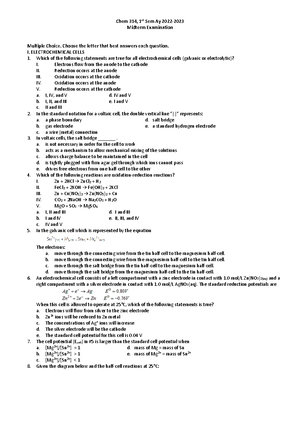 Biochemistry Midterm EXAM Pointers - BIOCHEMISTRY MIDTERM EXAM POINTERS ...