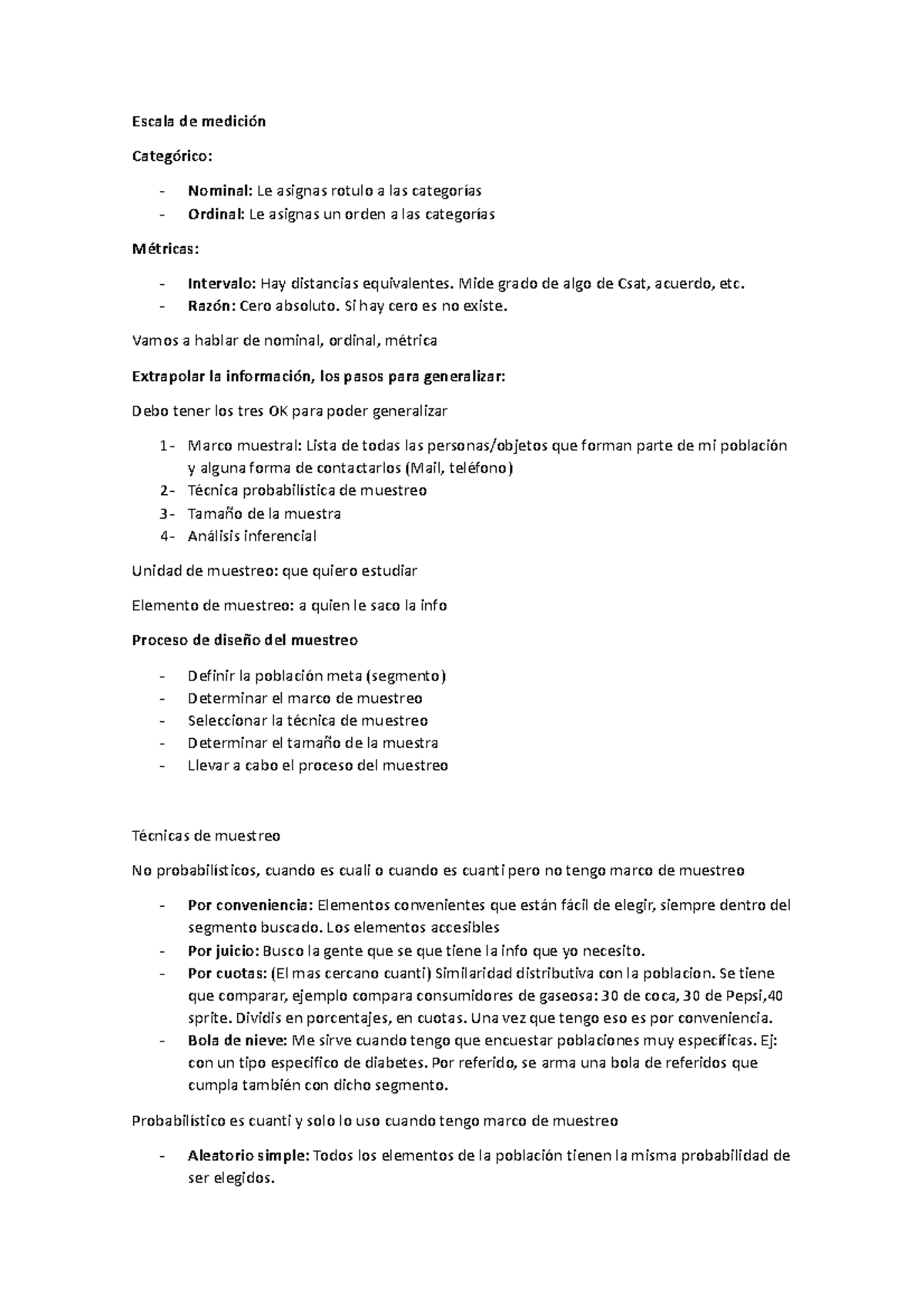 INV II Pinamar - inv 2 - Escala de medición Categórico: Nominal: Le ...