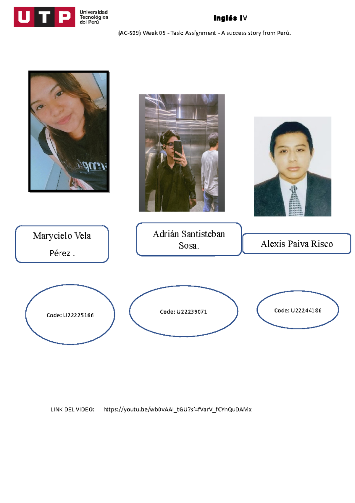 S09- inglés IV - INGLES - Inglés IV (AC-S09) Week 09 - Task: Assignment - A success story from ...