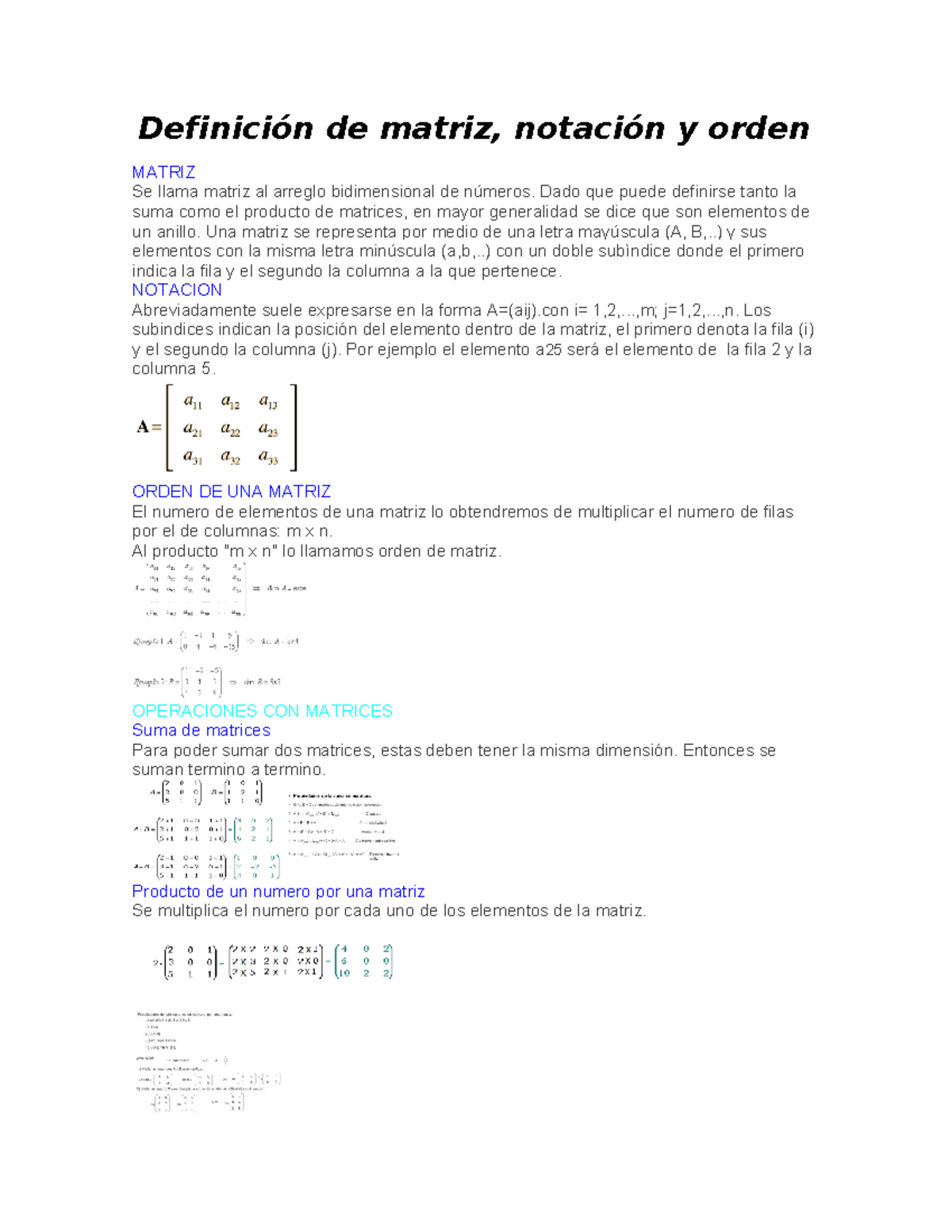 Definición de matriz 2 - Definición de matriz, notación y orden MATRIZ ...