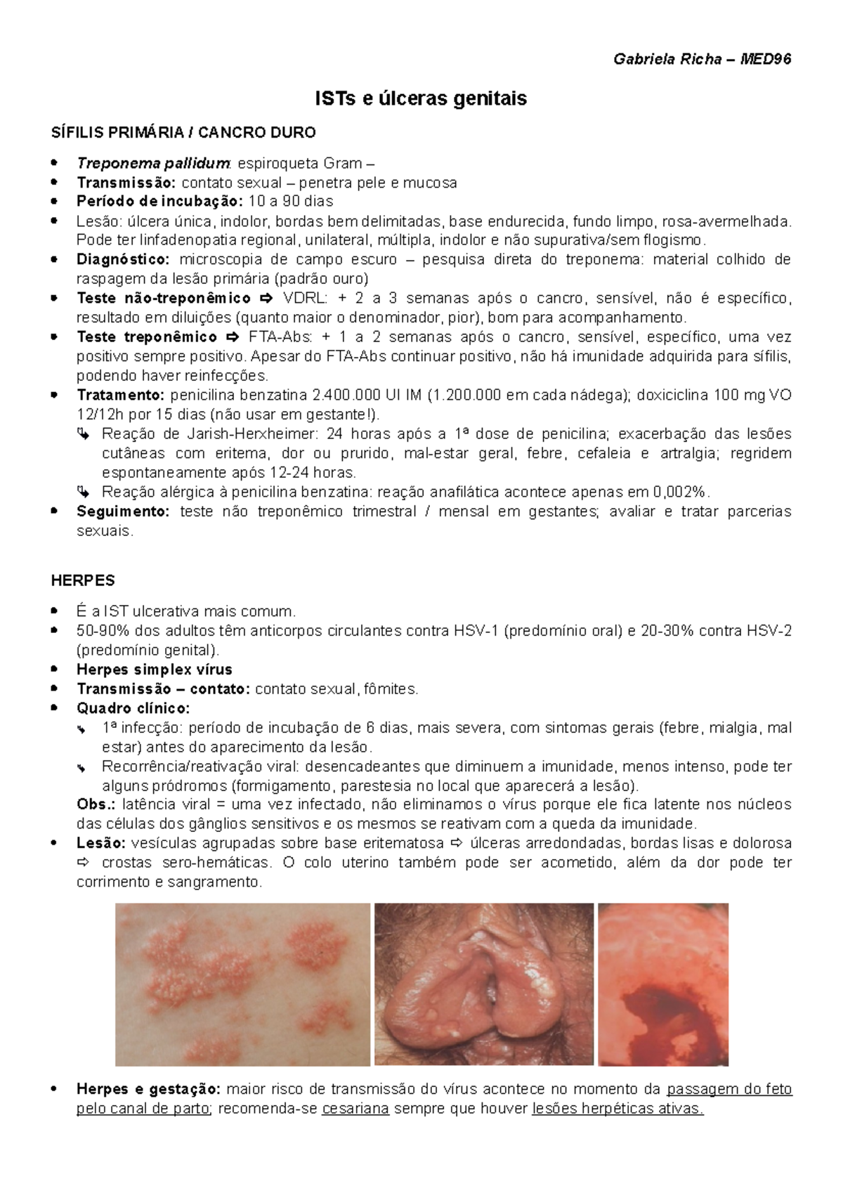 ISTs e úlceras genitais - Gabriela Richa – MED ISTs e úlceras genitais ...