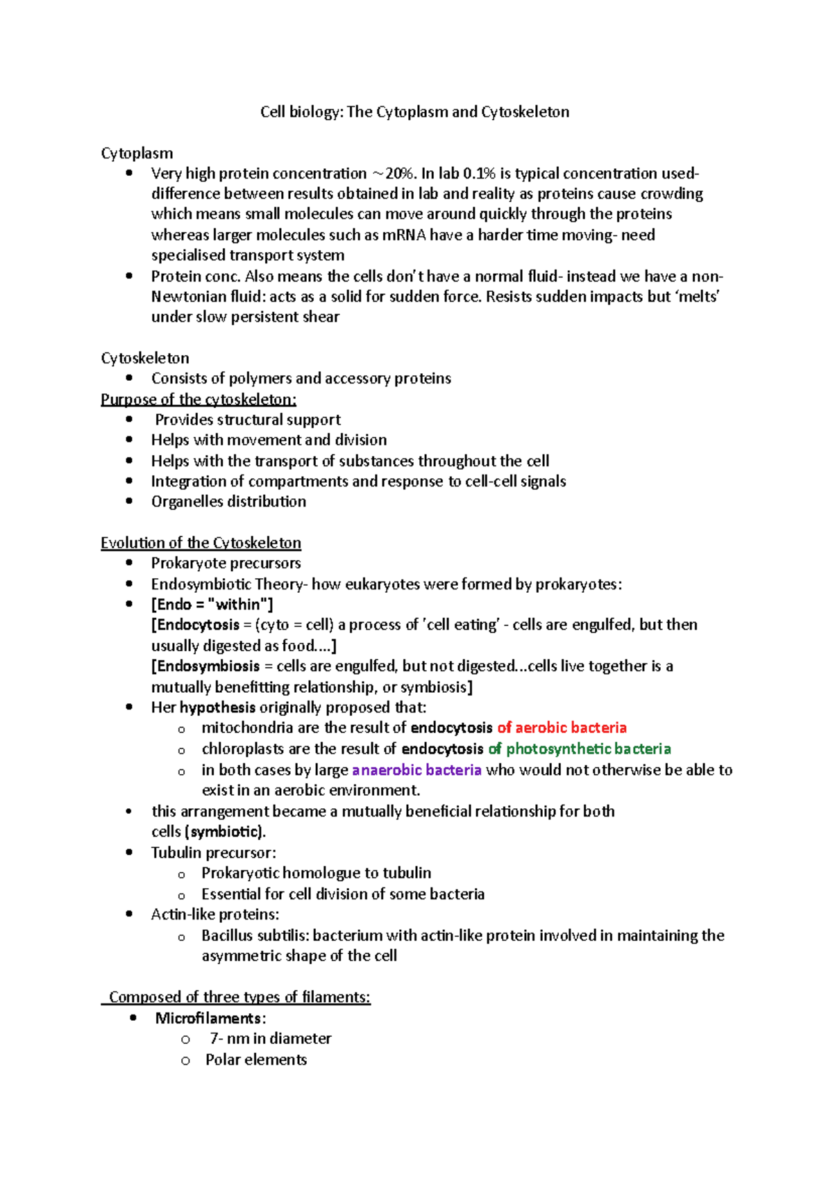 Cytoskeleton - Cell biology: The Cytoplasm and Cytoskeleton Cytoplasm ...